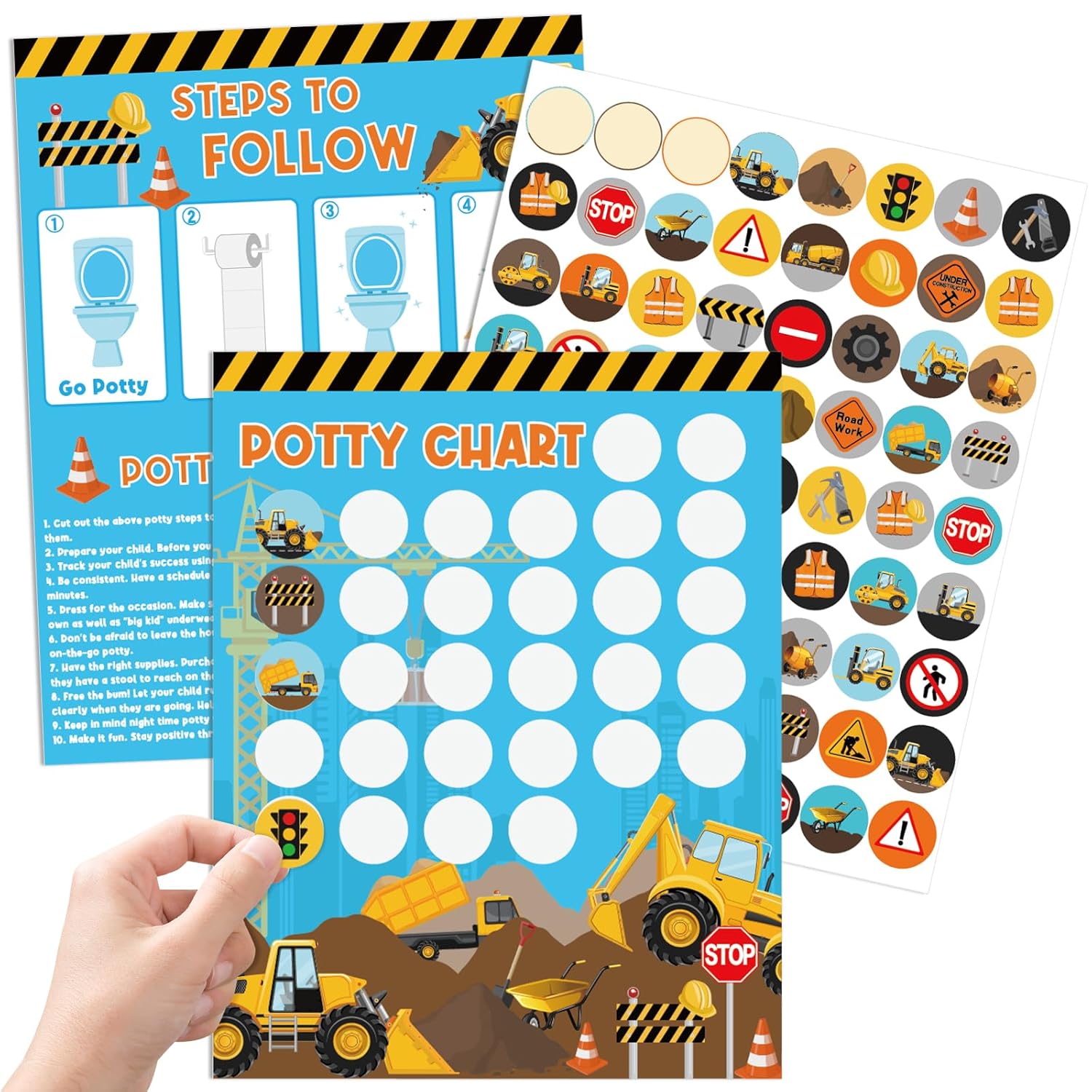 Amazon.com: Construction Potty Training Chart for Toddlers Boys with ...