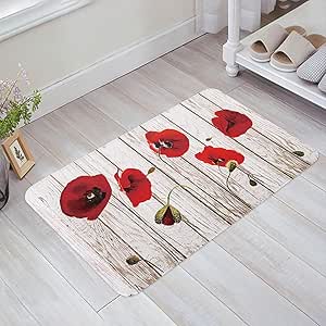 Amazon.com: Prironde Front Door Mats Outdoor Indoor Kitchen Mat, Poppy ...