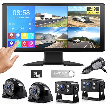 Amazon.com: 4K RV Backup Camera System 10.36" Quad Split Touch Screen ...