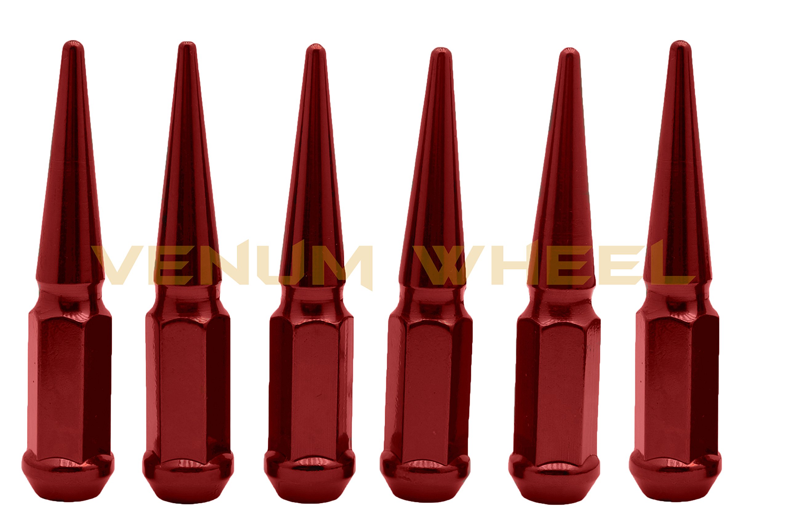 Amazon.com: (6) Red Spike Lug Nuts 1/2-20" Thread Pitch | Fits ...