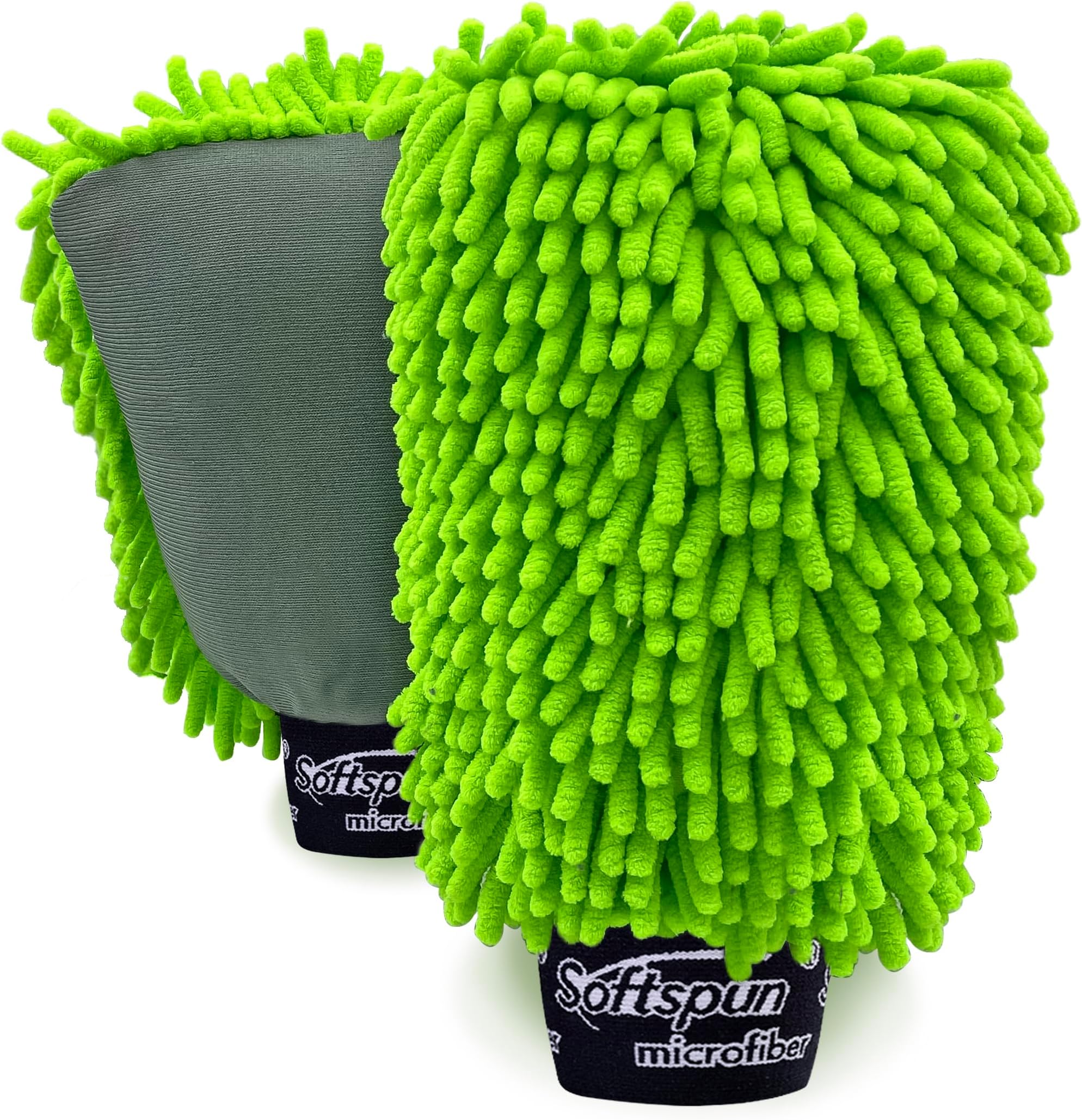 SOFTSPUN Microfiber Chenille & Glass Cloth Mitt, 1 Piece 1700 GSM Grey ...