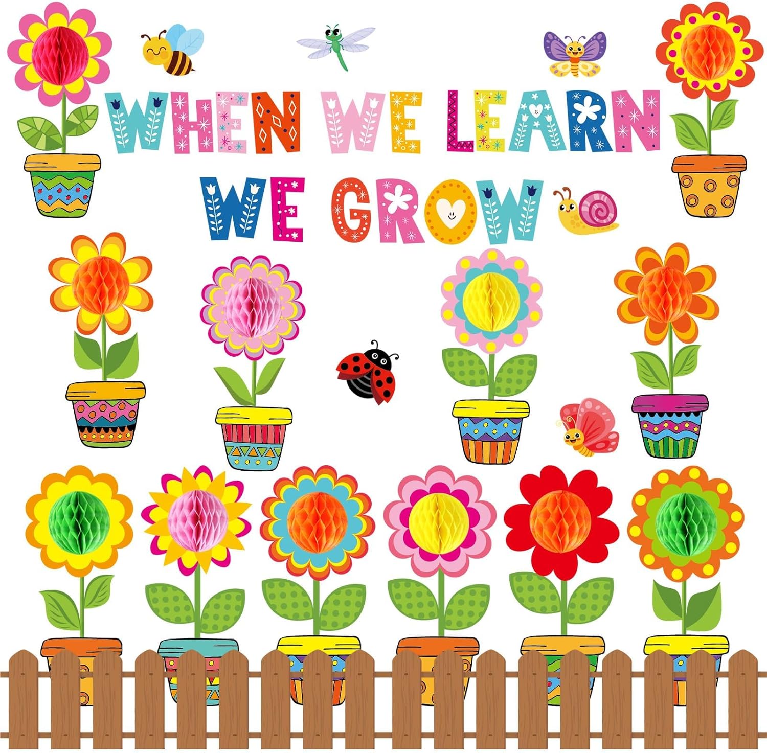 Amazon.com : Flowers Honeycomb Balls Bulletin Board Set Decorations ...