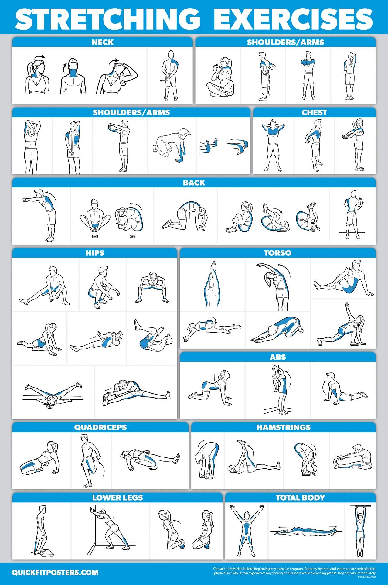 Amazon.com: QUICKFIT Workout Poster Cable Machine, an Exercise Chart ...