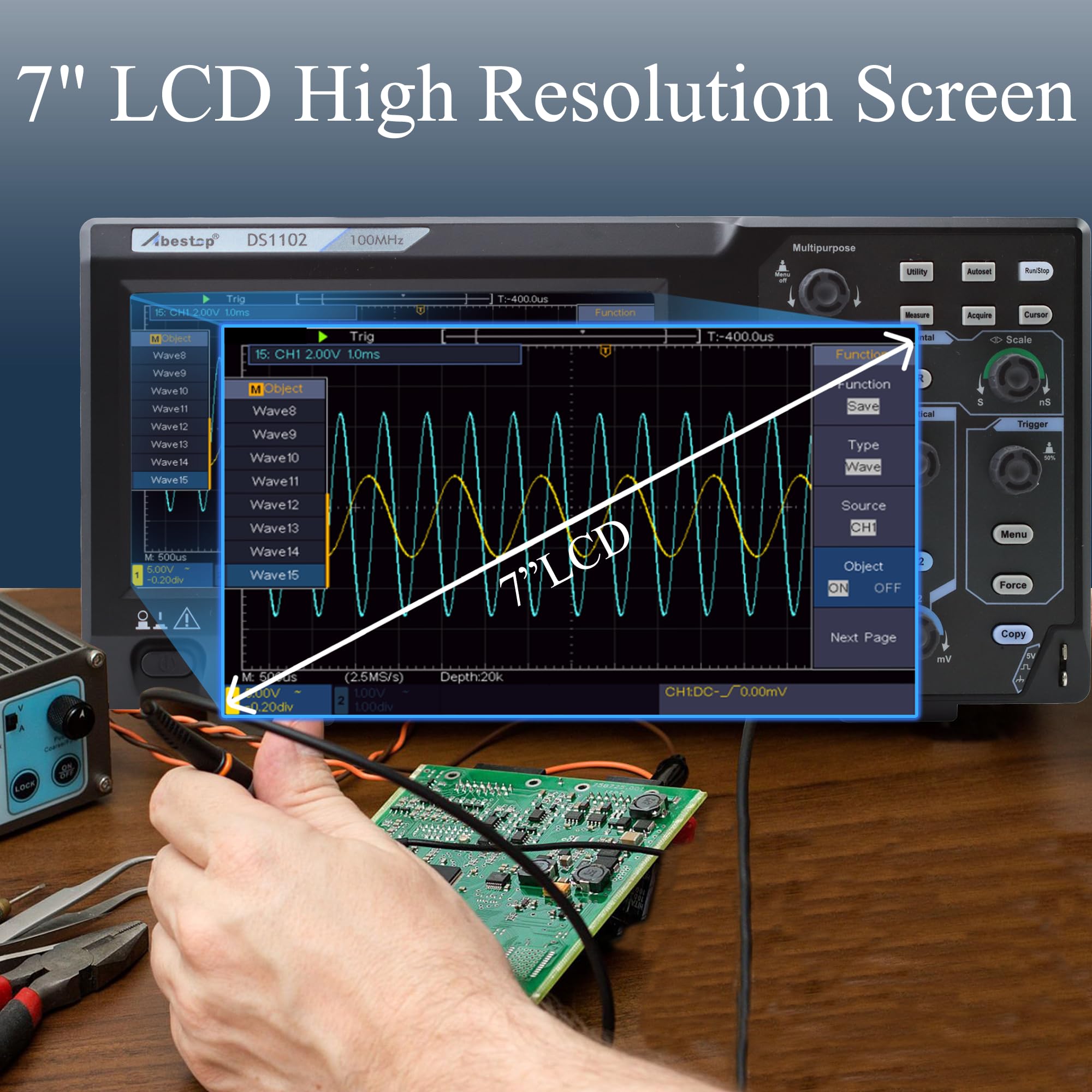 Snapklik.com : Abestop 100MHz Oscilloscope Desktop Storage Oscilloscope ...