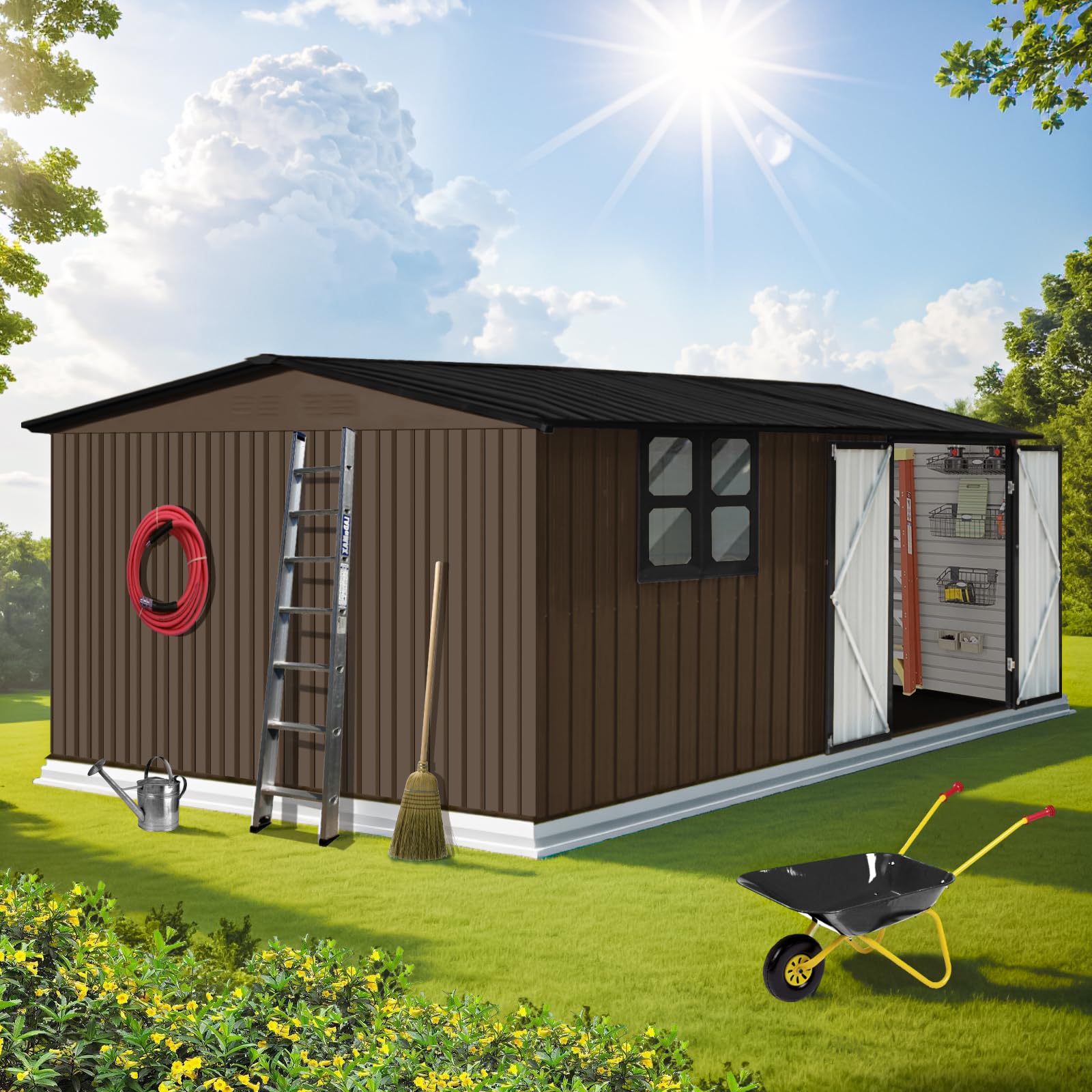 Ubgo 12x10 Ft Outdoor Storage Shed Clearance Large Shed House ...