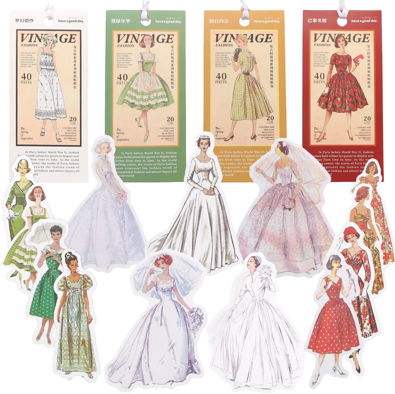 Amazon.com: BENOSPACE 160Pcs Vintage People Stickers, Retro Fashion ...