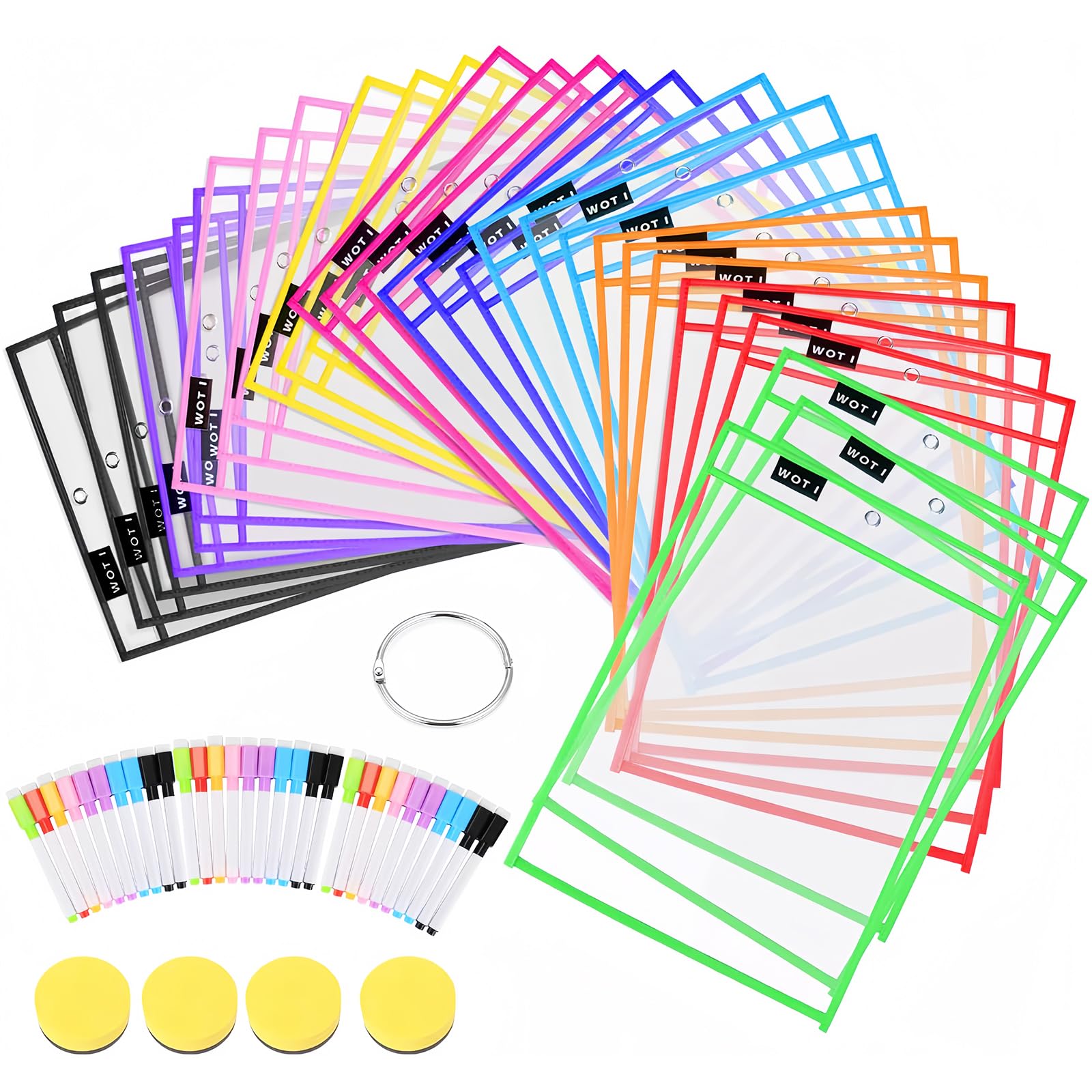 30 Pack Dry Erase Sleeves 10x14 Inches With Markers WOT I Dry Erase ...