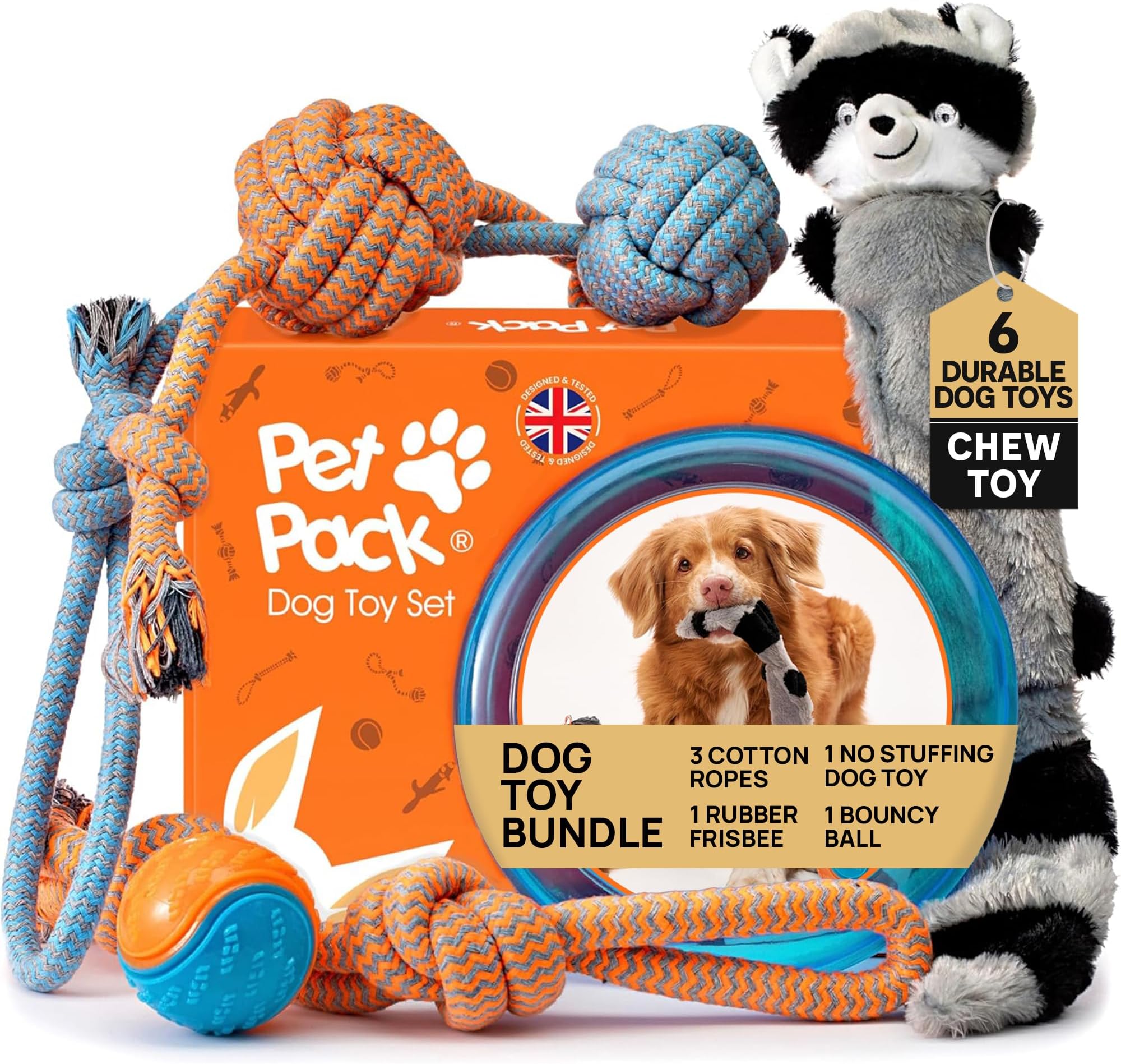 Pet Pack Dog Toy Set - 6 Puppy Toys from 8 Weeks Small Dog Toys for ...