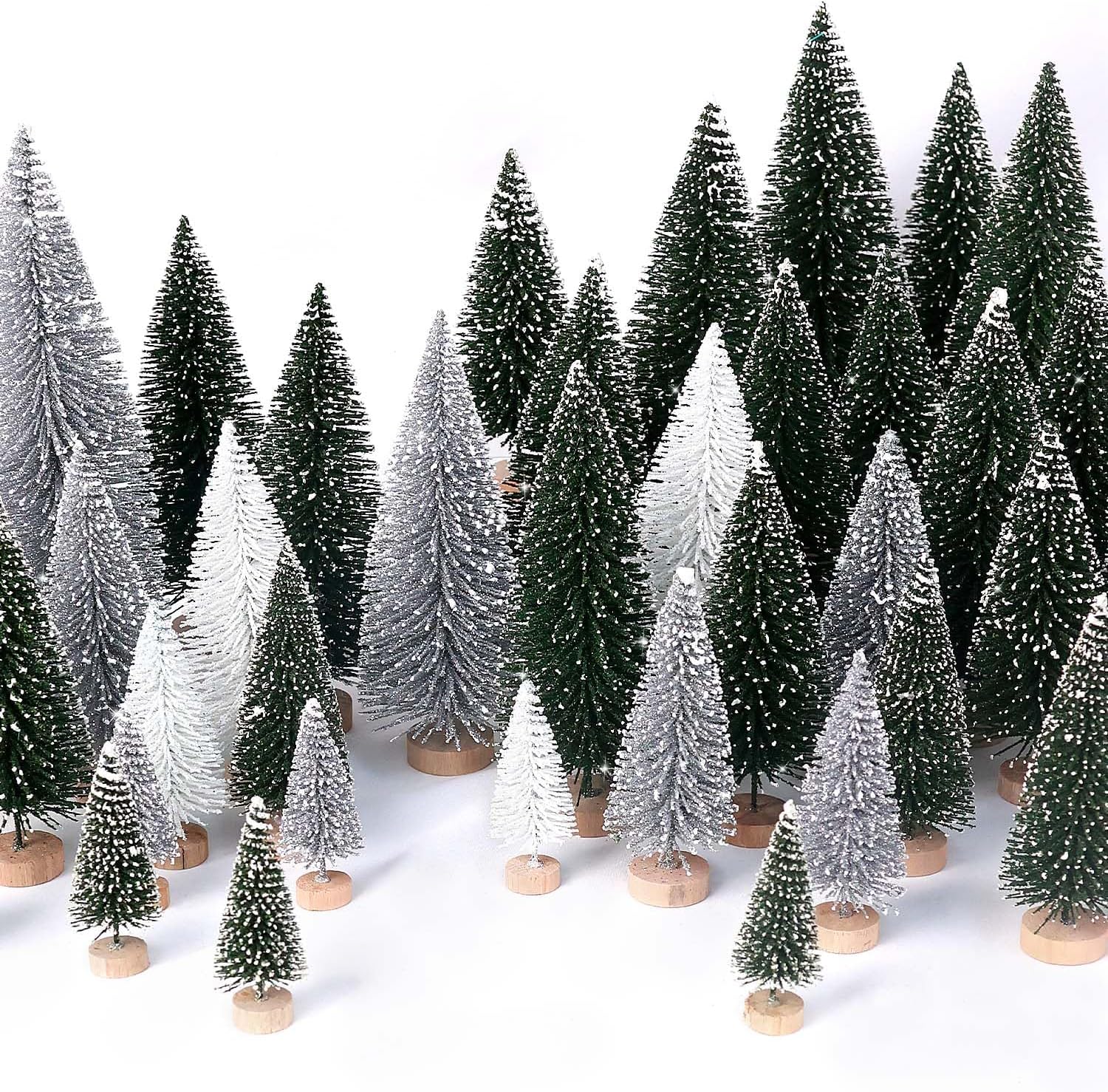Amazon.com: SATINIOR 60 Pieces Artificial Mini Christmas Tree Sisal ...