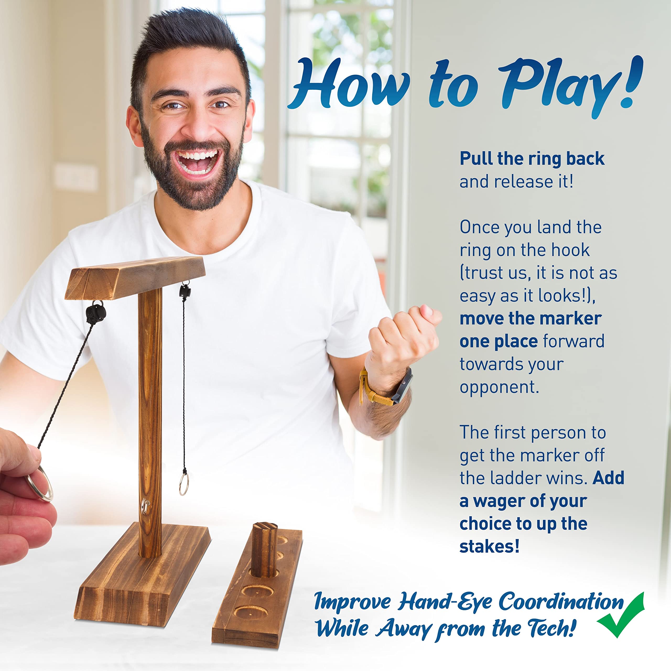 Ring Toss Game for Adults - Includes Shot Ladder and Easily Adjustable ...