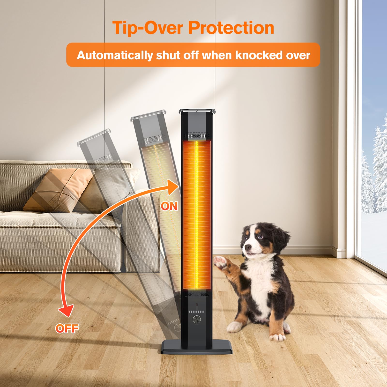 FLOWBREEZE Outdoor Patio Heater, 42in Infrared Heater with Remote, 9 ...