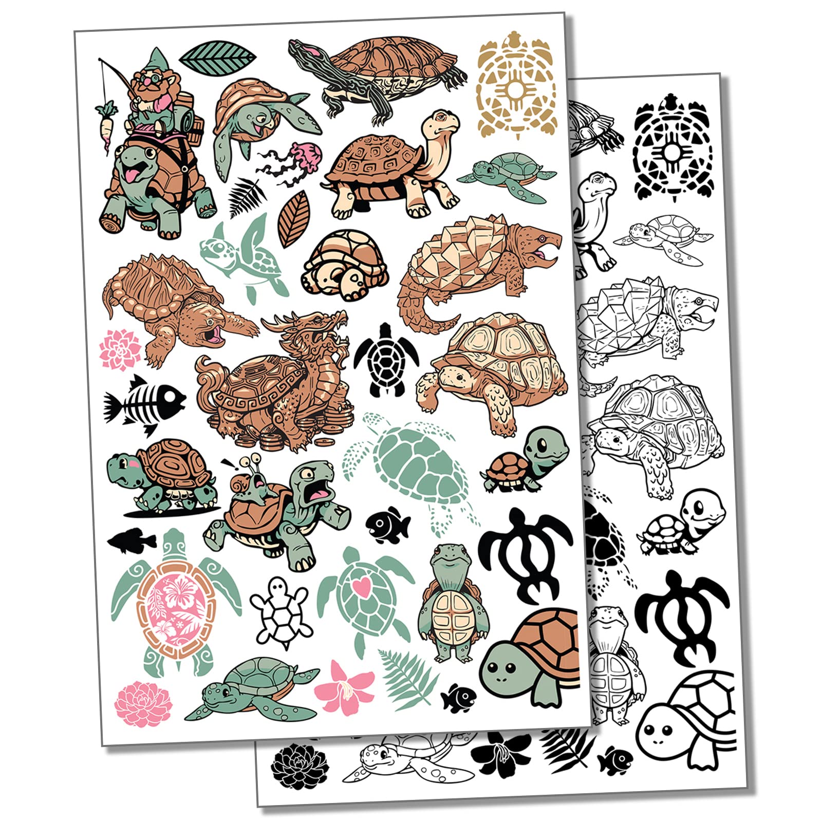 Amazon.com : Turtles and Tortoises Temporary Tattoo Water Resistant ...