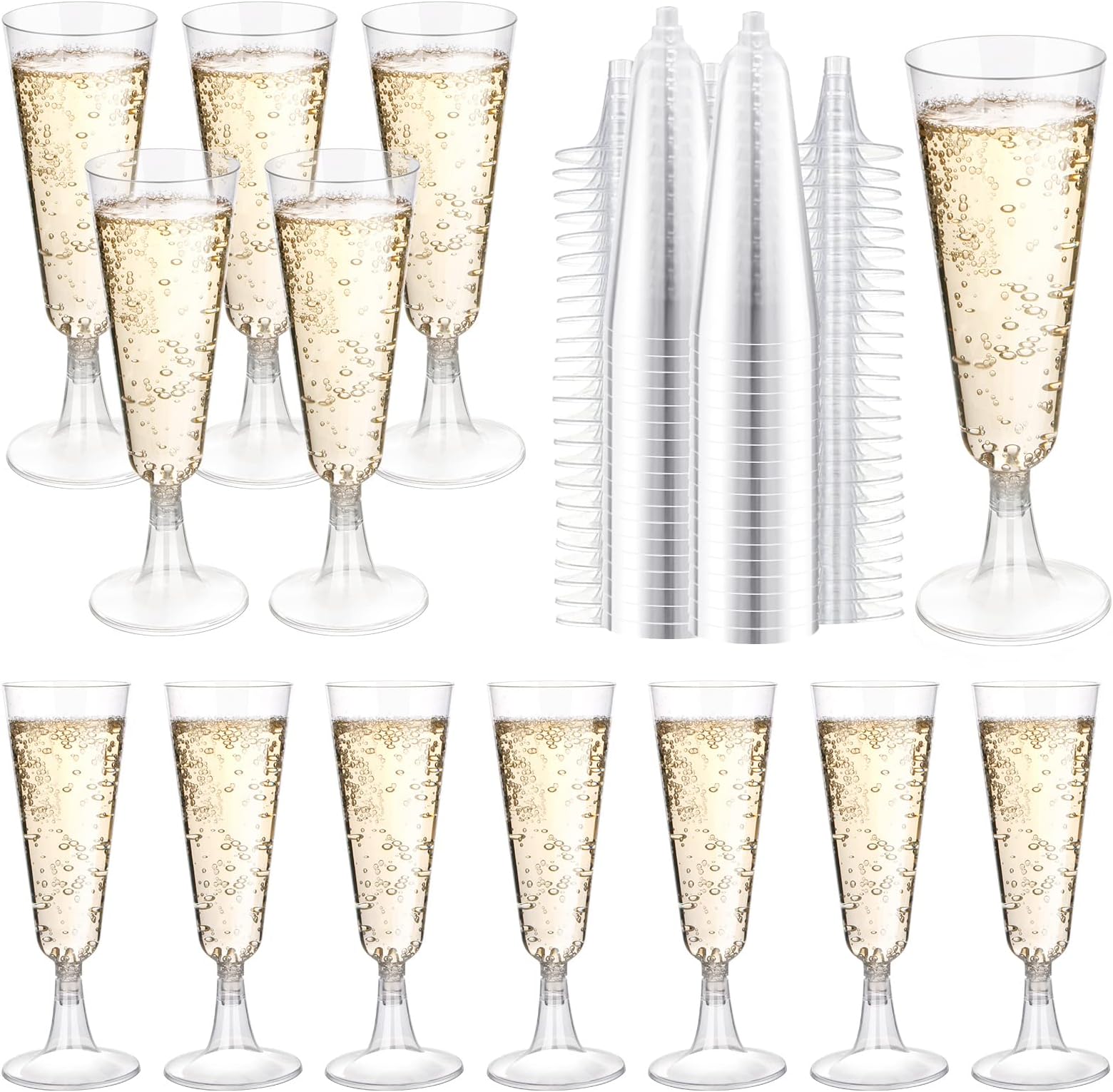 Amazon.com: Whaline 200Pcs 5 oz Plastic Wine Glasses with Stem and Gold ...