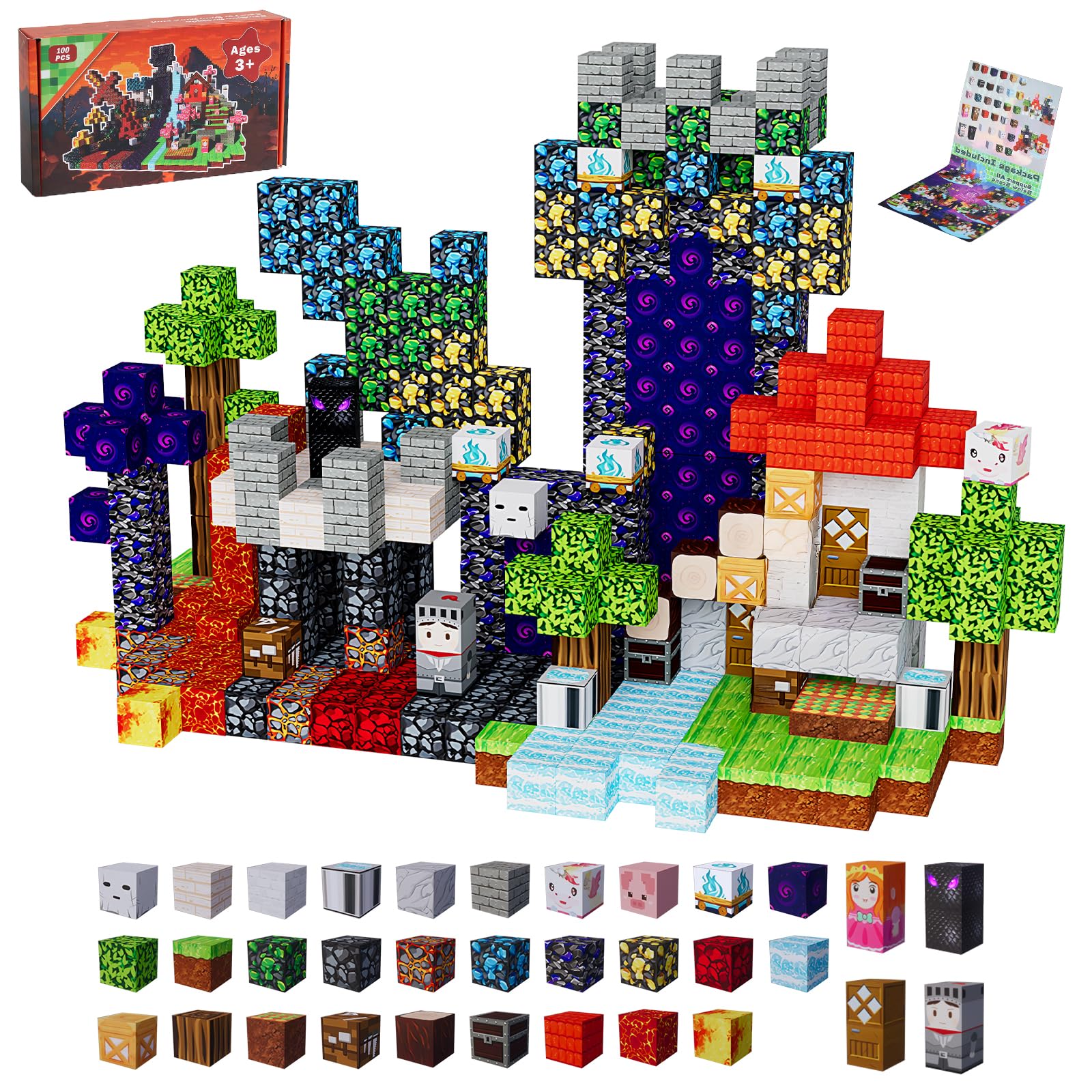 100PCS Magnetic Blocks Building Toys for Kids - 0.8in Magnet Cubes ...