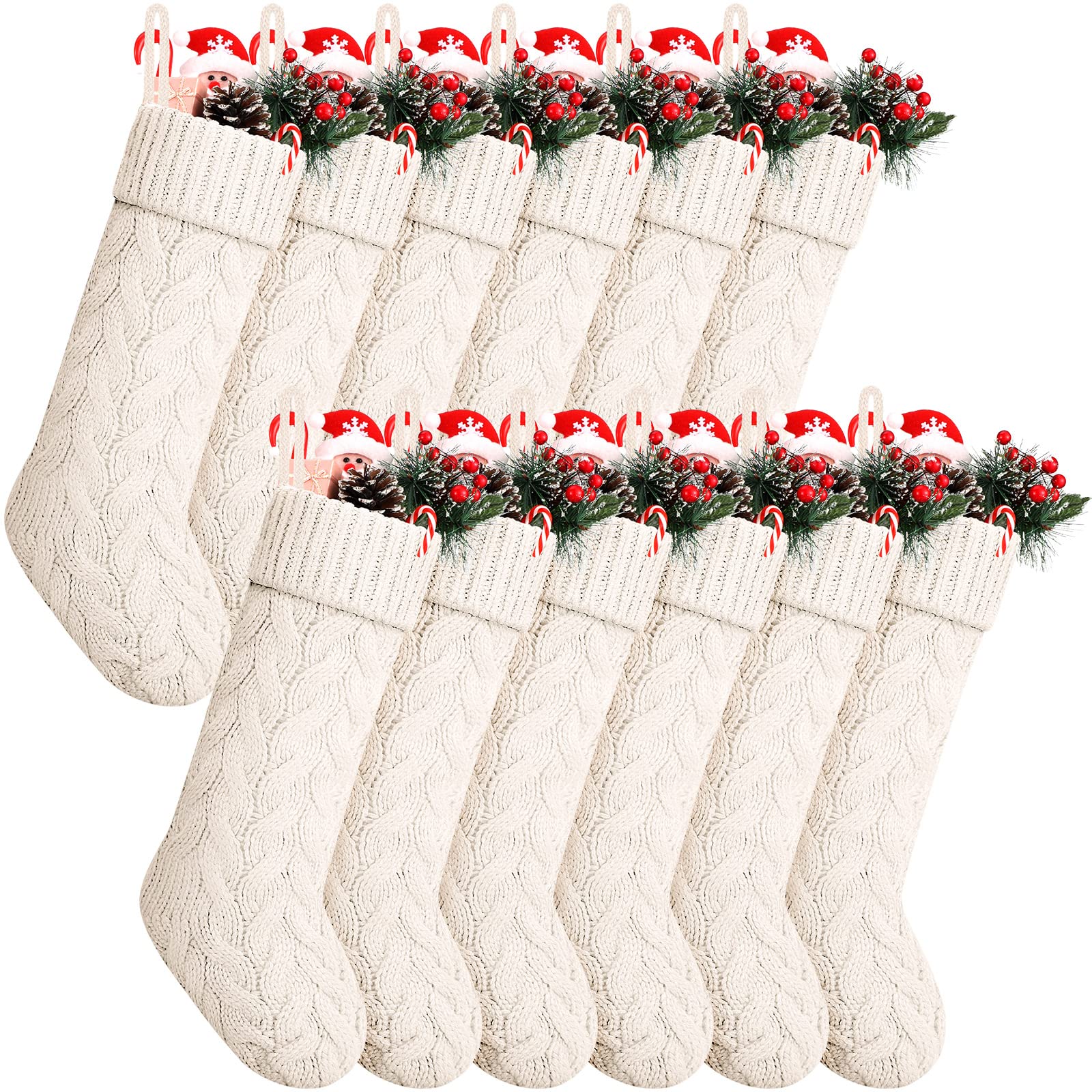 Amazon.com: Vinsot 12 Pcs 6 Pairs Christmas Stockings 18 Inches Knitted ...