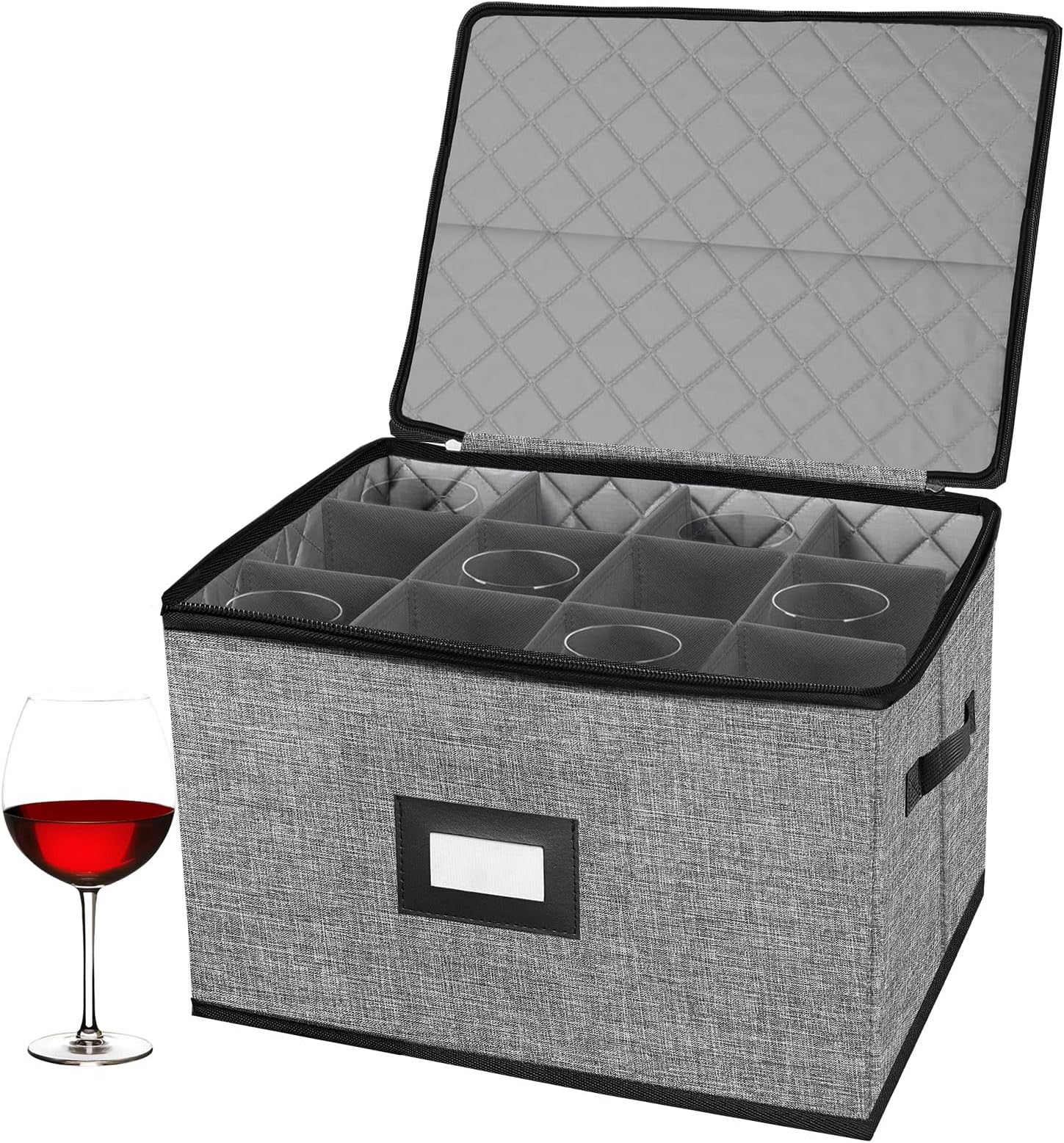 Amazon.com: Uiifan 6 Pack Wine Glasses Storage Box with Dividers, 12 ...
