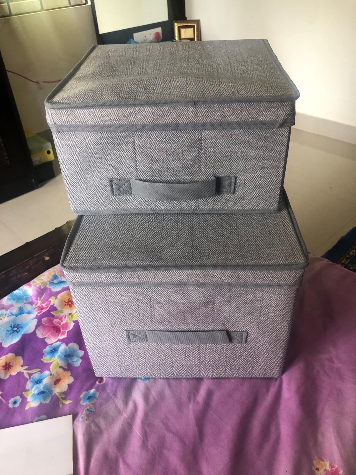 HomeStorie Non-Woven Rectangular Storage Organizer Box Set with Lids ...