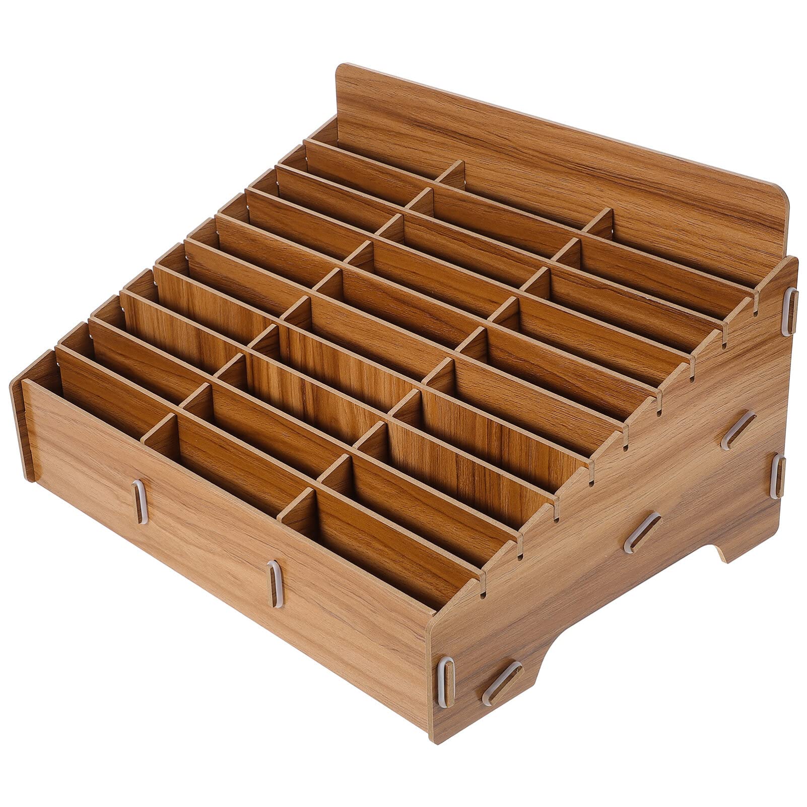 Amosfun Wooden Cell Phone Storage Box, 30 Grids Wooden Storage Box ...