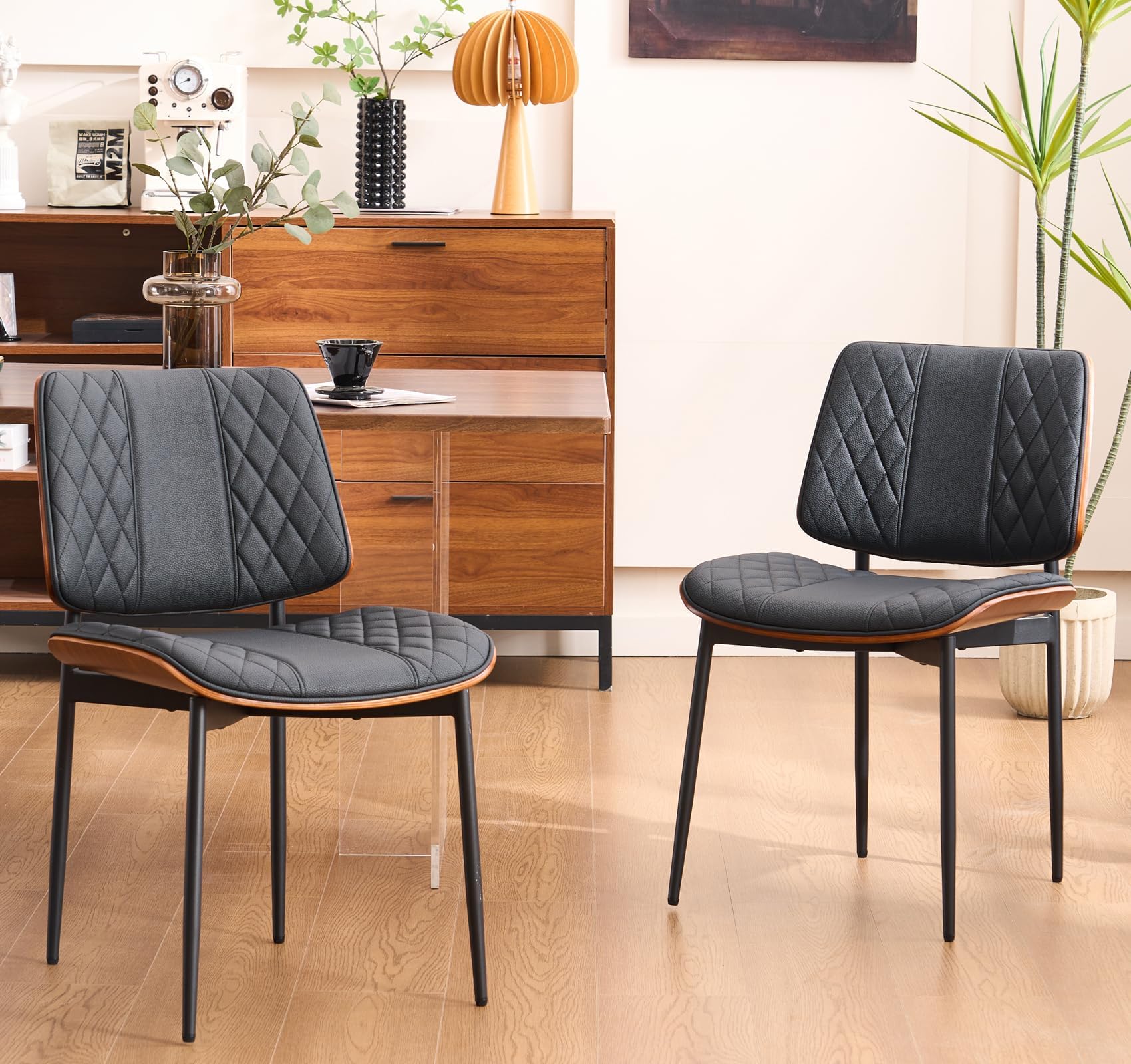 Amazon.com - BV Dining Chairs Set of 2, PU Leather Armless Kitchen ...