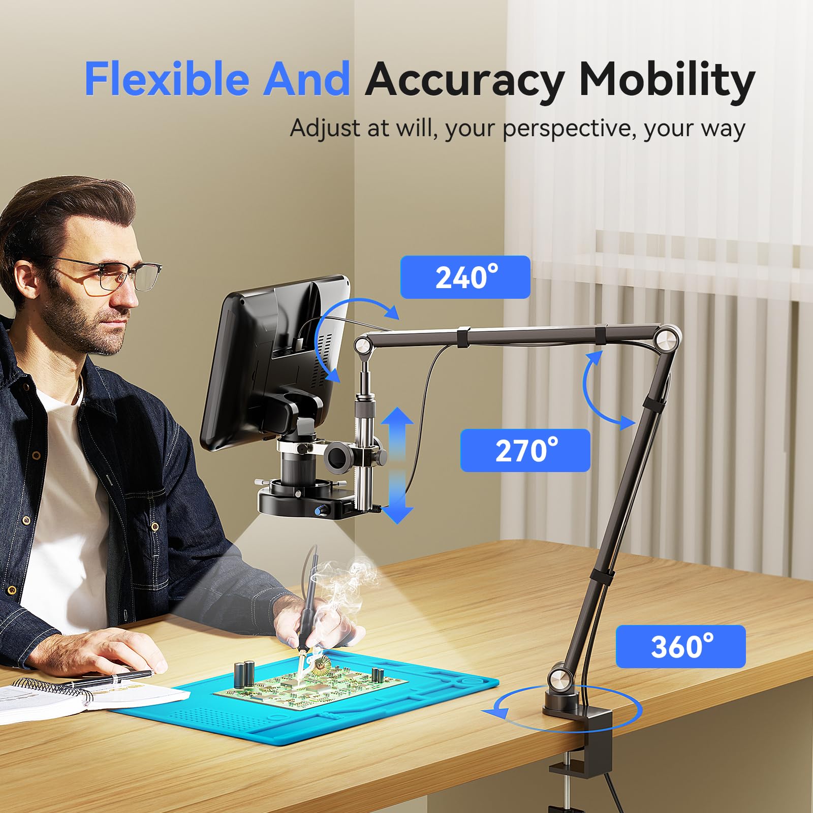 Snapklik.com : TOMLOV DM402 Arm Flexible 10" LCD Digital Microscope, Soldering & Coin Microscope