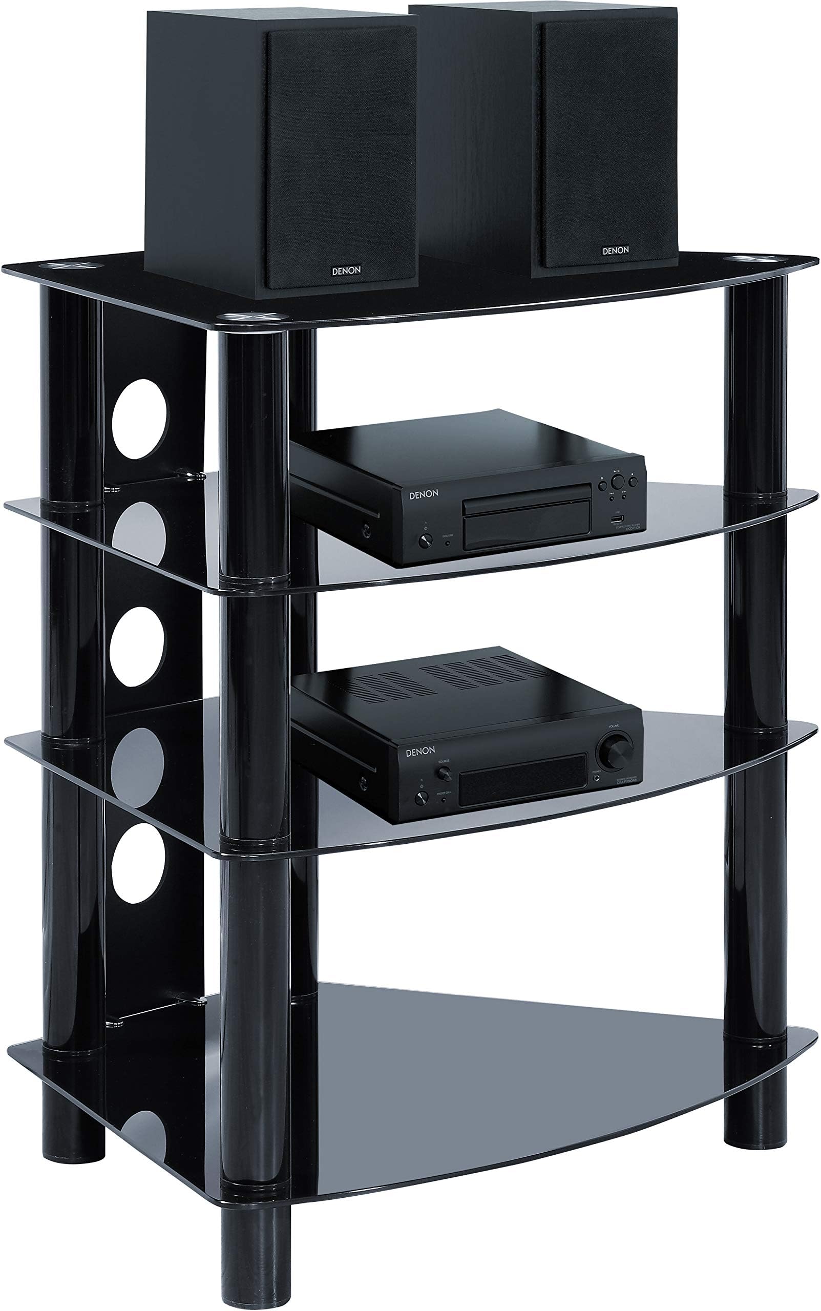 Ttap HiFi Rack AV Shelf 4-Tiers Glass TV Stand with Tempered Glass ...