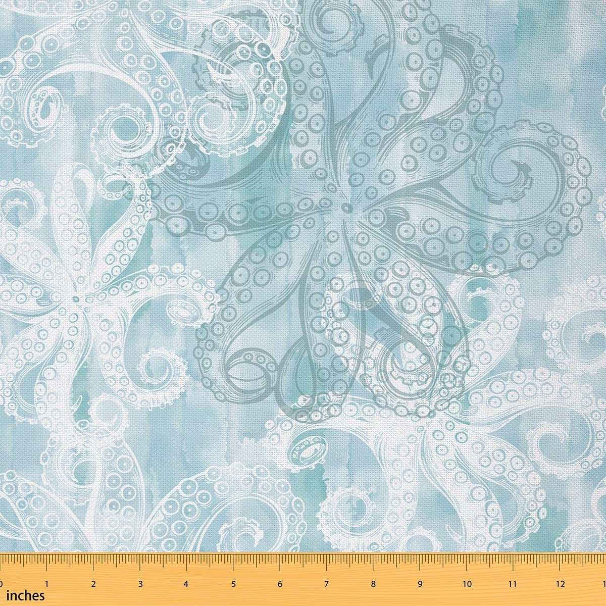 Amazon.com: Watercolor Octopus Fabric by The Yard Blue Green Wild ...