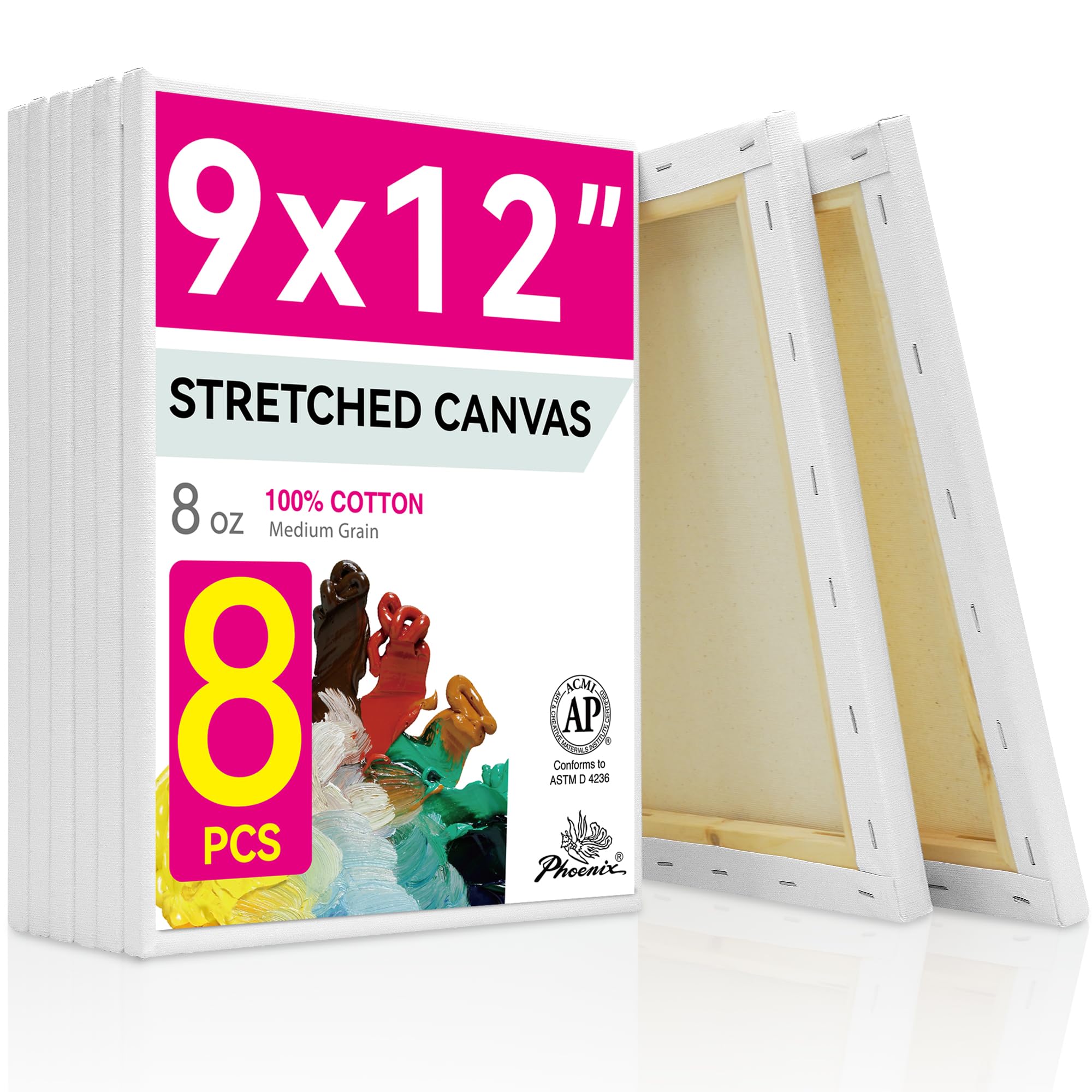 Snapklik.com : PHOENIX Stretched Canvas For Painting 9x12 Inch/8 Value Pack