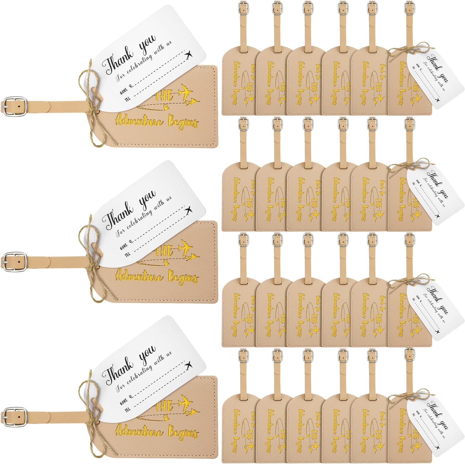Amazon.com: Sweetude 48Set Leather Luggage Tag Wedding Favor for Guest ...