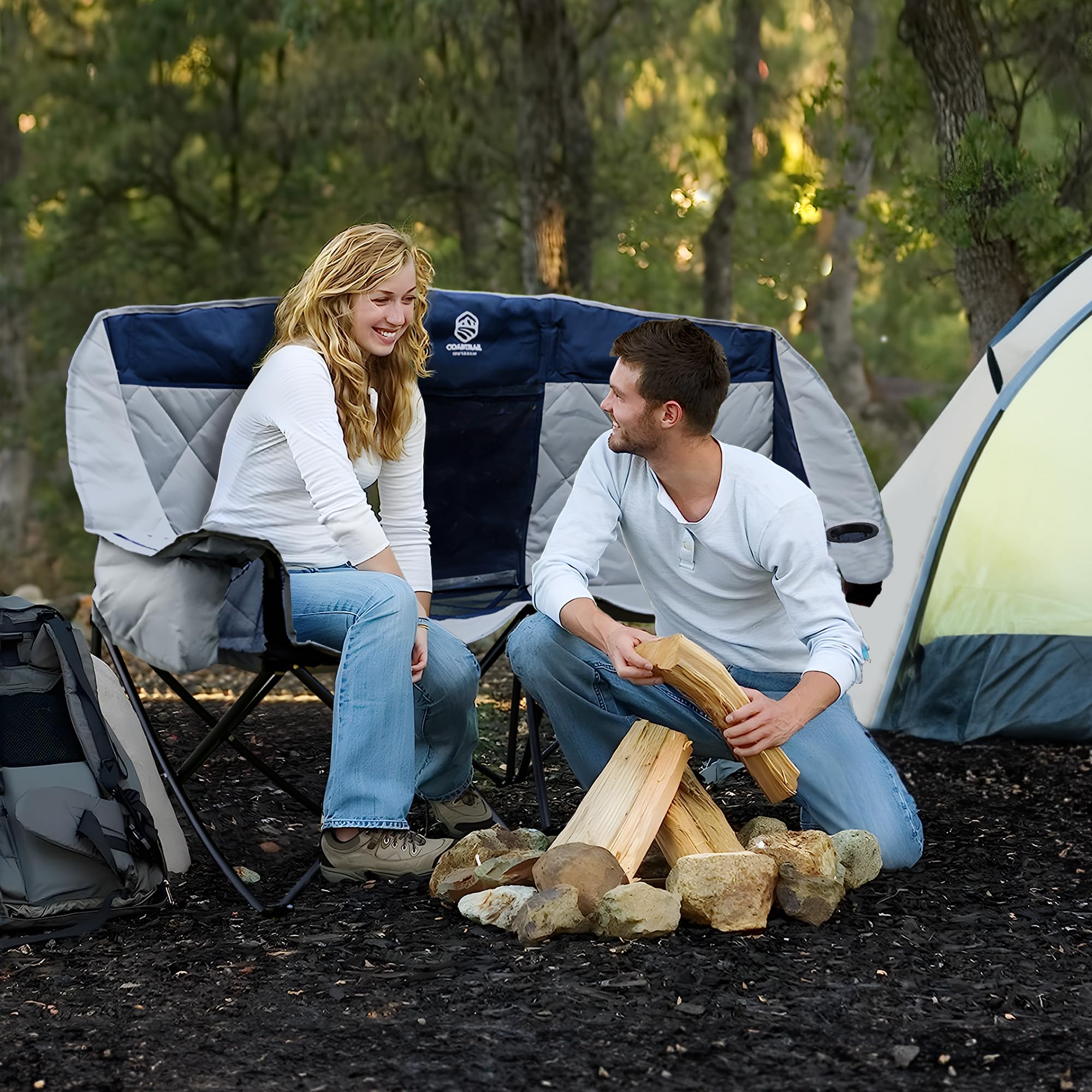 Coastrail Outdoor Folding Double Camping Chairs Premium Comfort ...