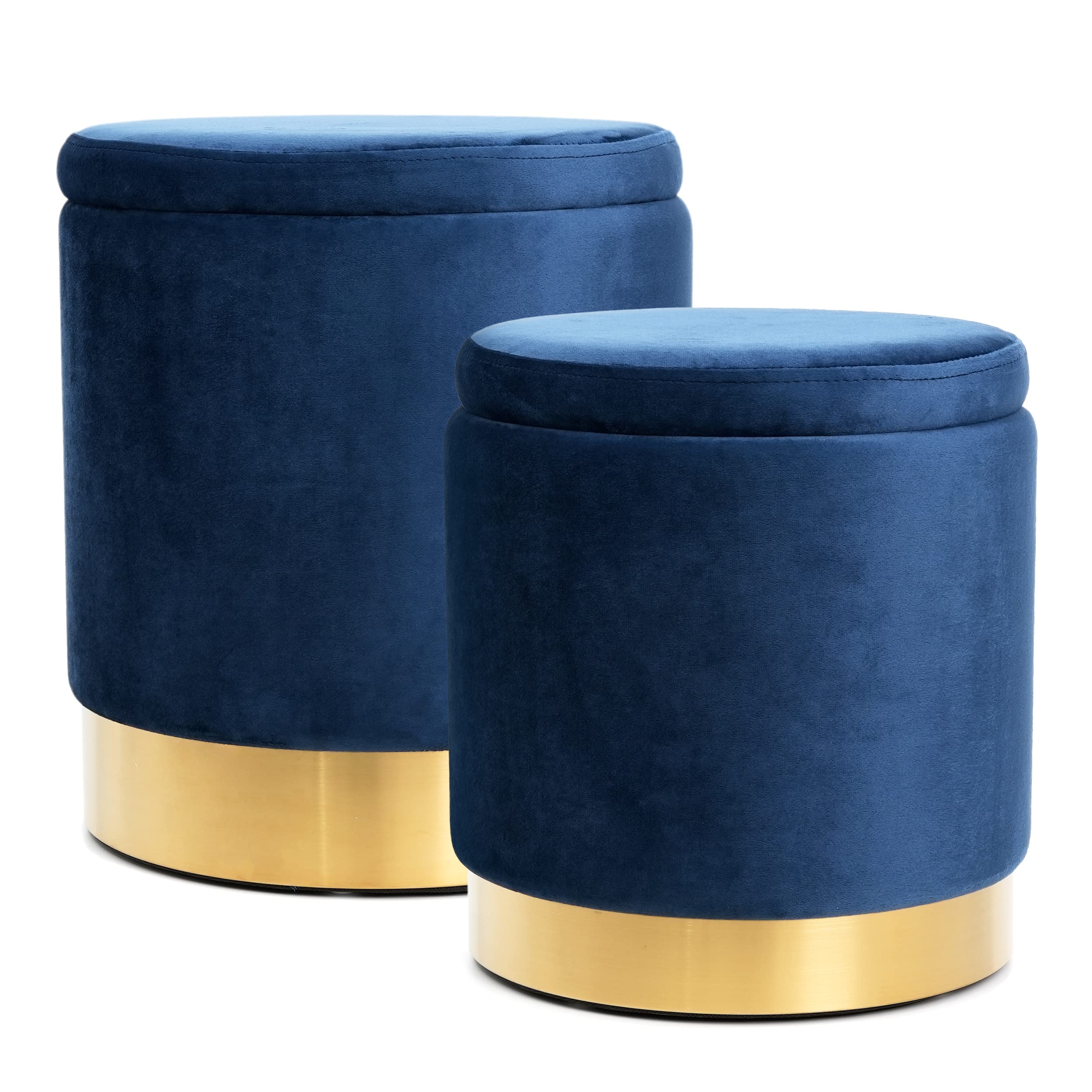Amazon.com: BRIKY Round Storage Ottoman, Peacock Blue Velvet Ottoman ...