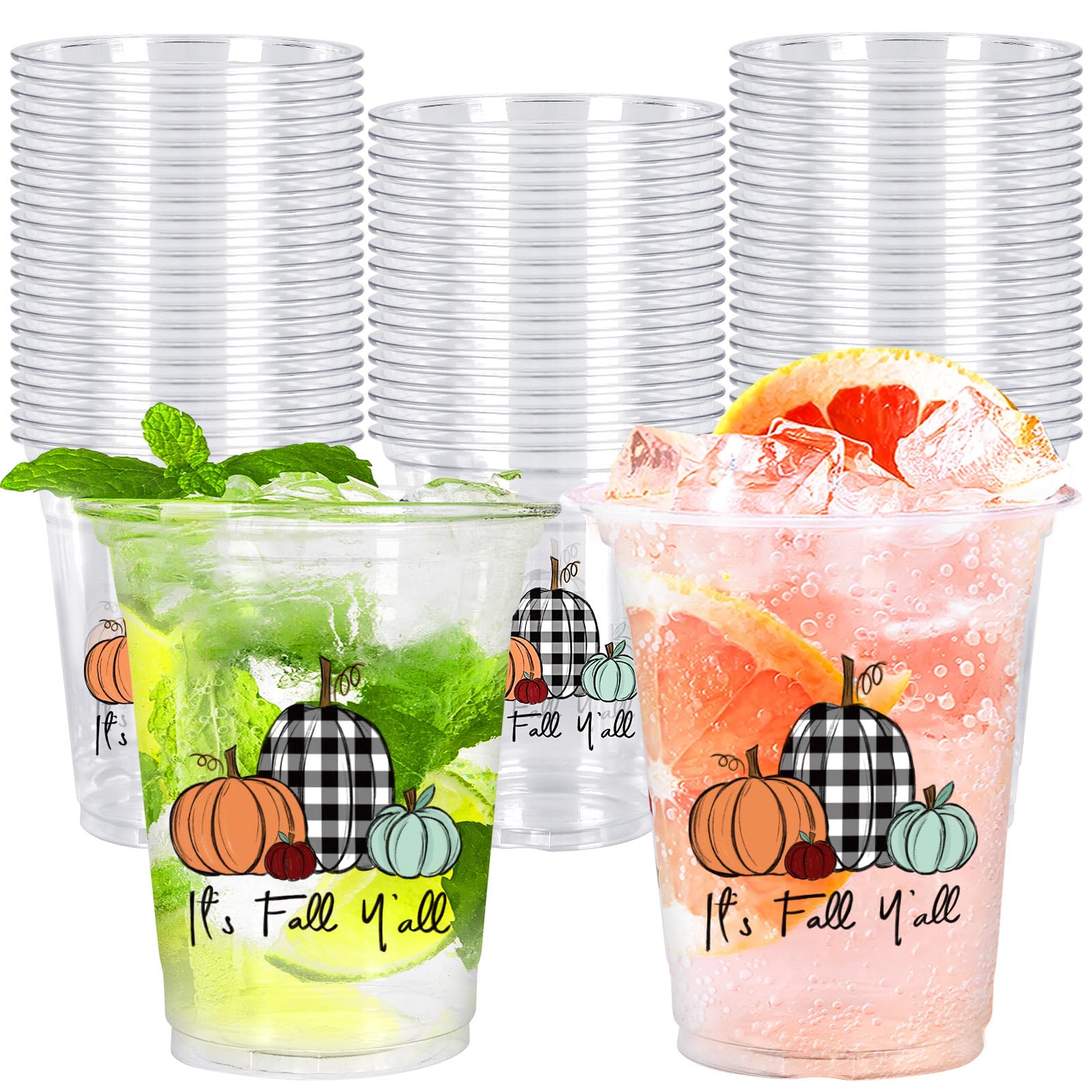 Amazon.com: Whaline 50Pcs 16 oz Fall Disposable Cups Black White Plaid ...