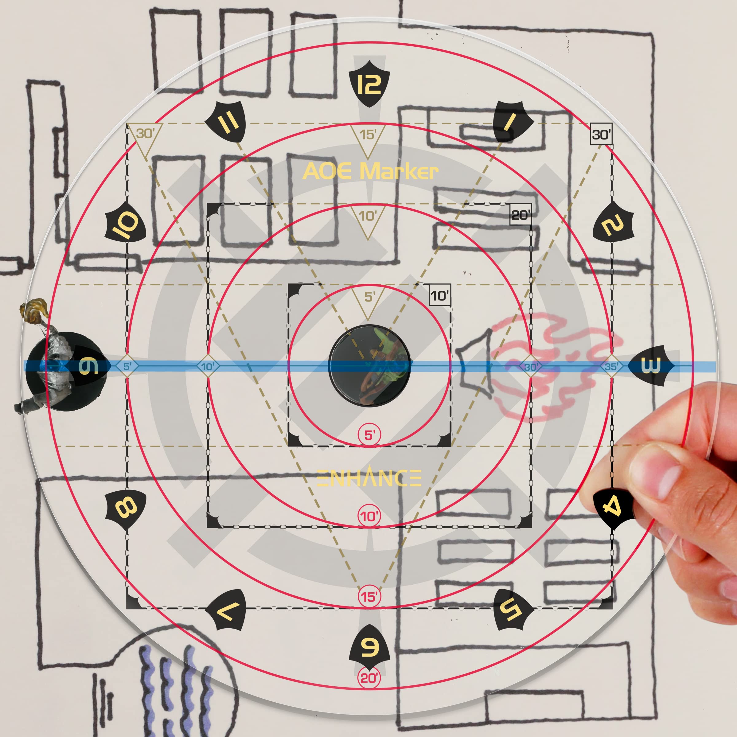 Snapklik.com : 30ft Spell AOE Damage Template - DND Area Of Effect ...