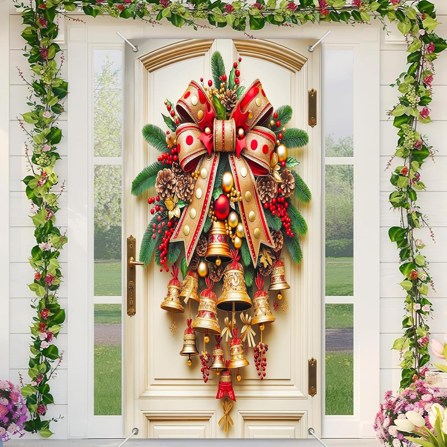 Amazon.com: BlissYard Christmas Bell Door Cover 71x35 Inch Holiday ...