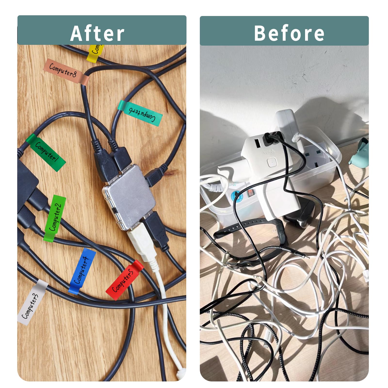 Snapklik.com : 300 Waterproof Cable Tags, 10 Colors Wire Management ...