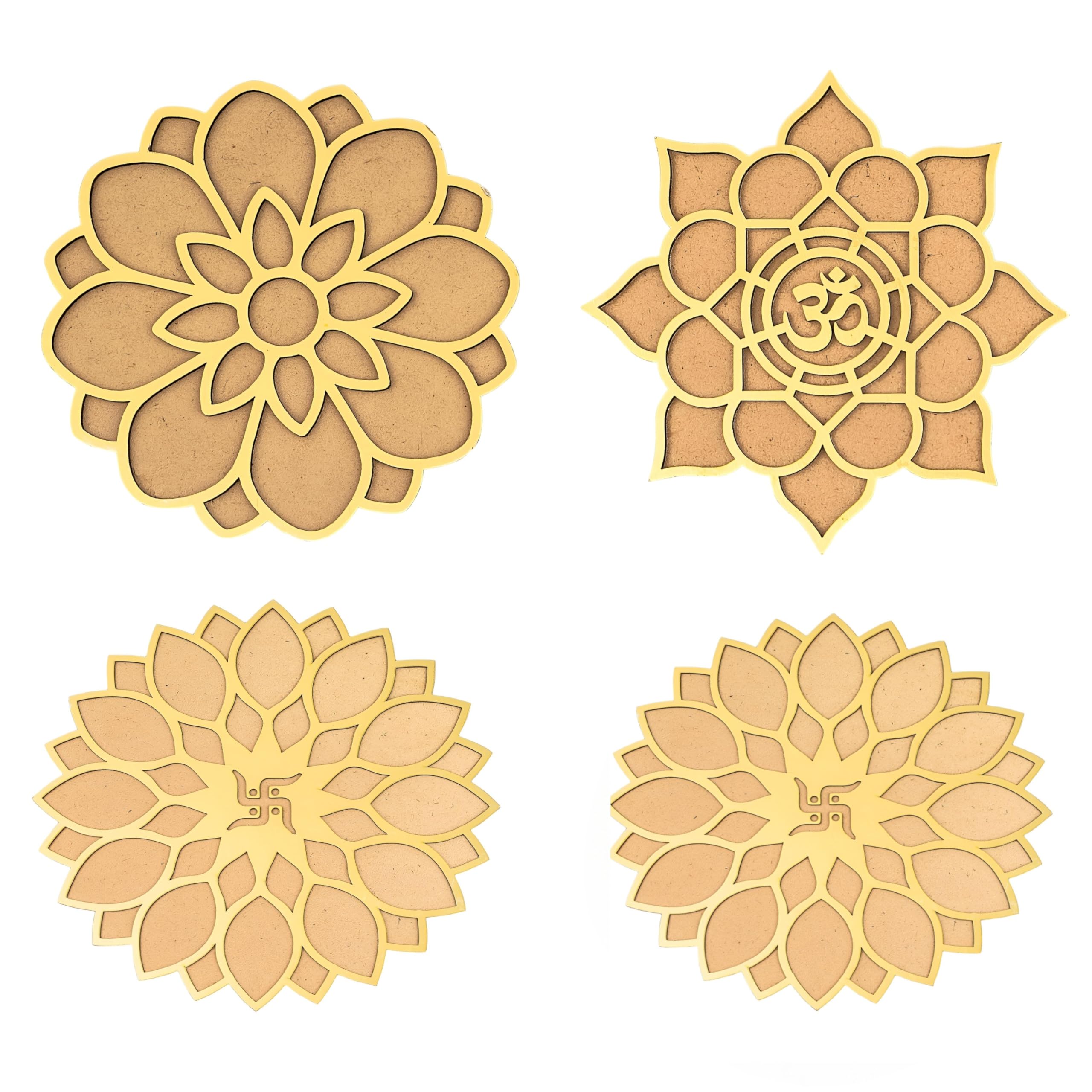 Buy TOTA Rangoli Stencils – 6x6 inch Set of 4 MDF Rangoli Colour ...
