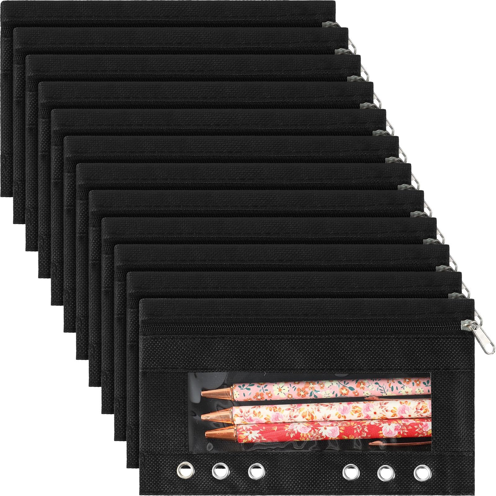 Amazon.com : Trandraft 12 Pcs A6 Binder Pockets with Zipper 6 Holes ...