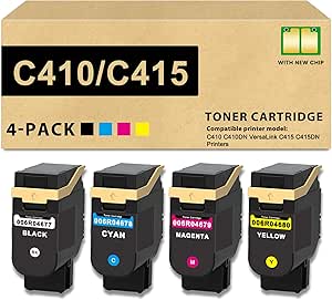 Amazon.com: C410 C415 Toner Cartridge with Chip 006R04677 006R04678 ...