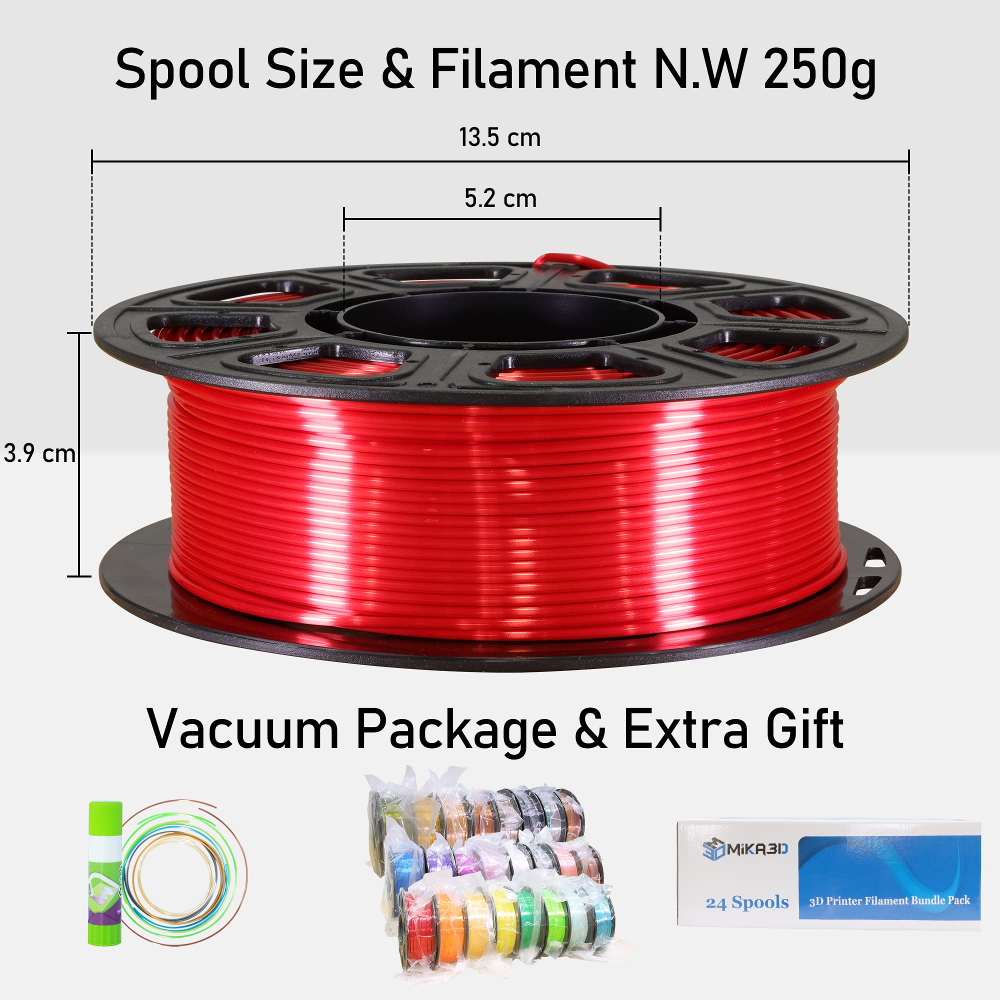 24 Colors 1.75 millimeter Silk Shiny PLA Filament Bundle Pack, It ...