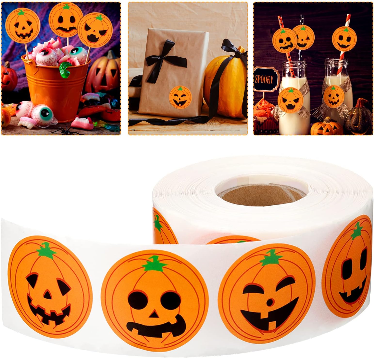 Amazon.com: Fun Express - Jack-O-Lantern Roll StickerS-100 ct for ...
