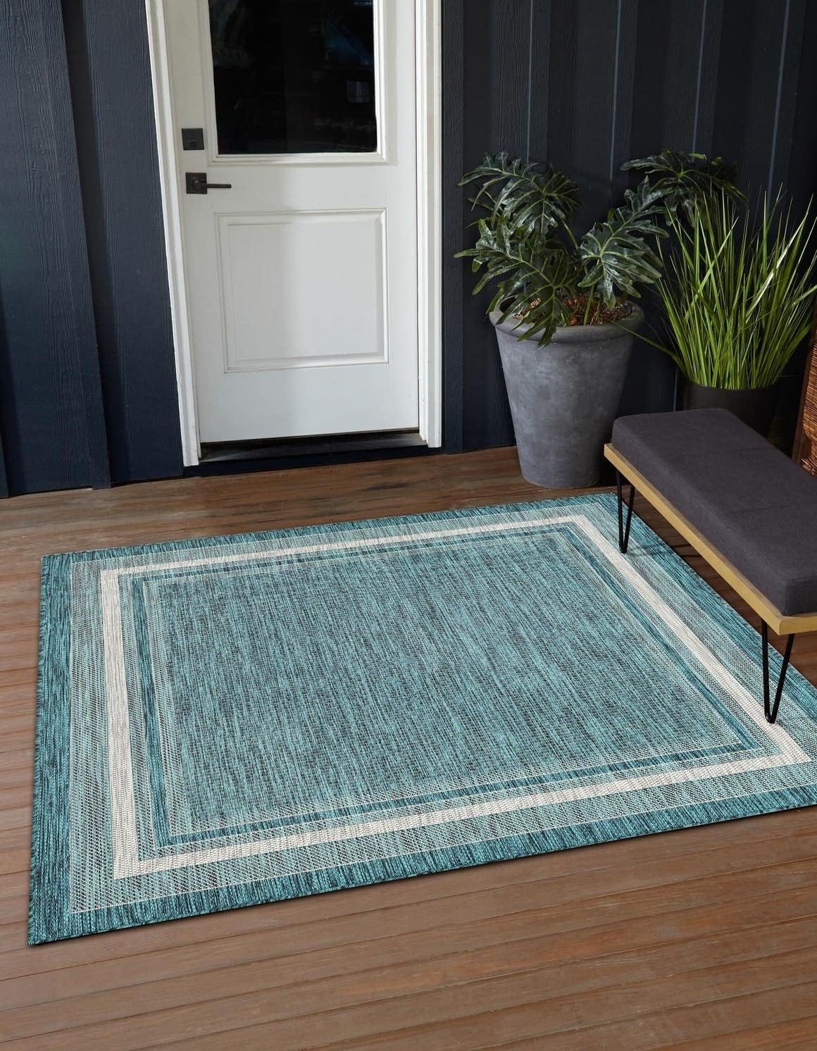Amazon.com: Unique Loom Outdoor Border Collection Area Rug - Soft ...