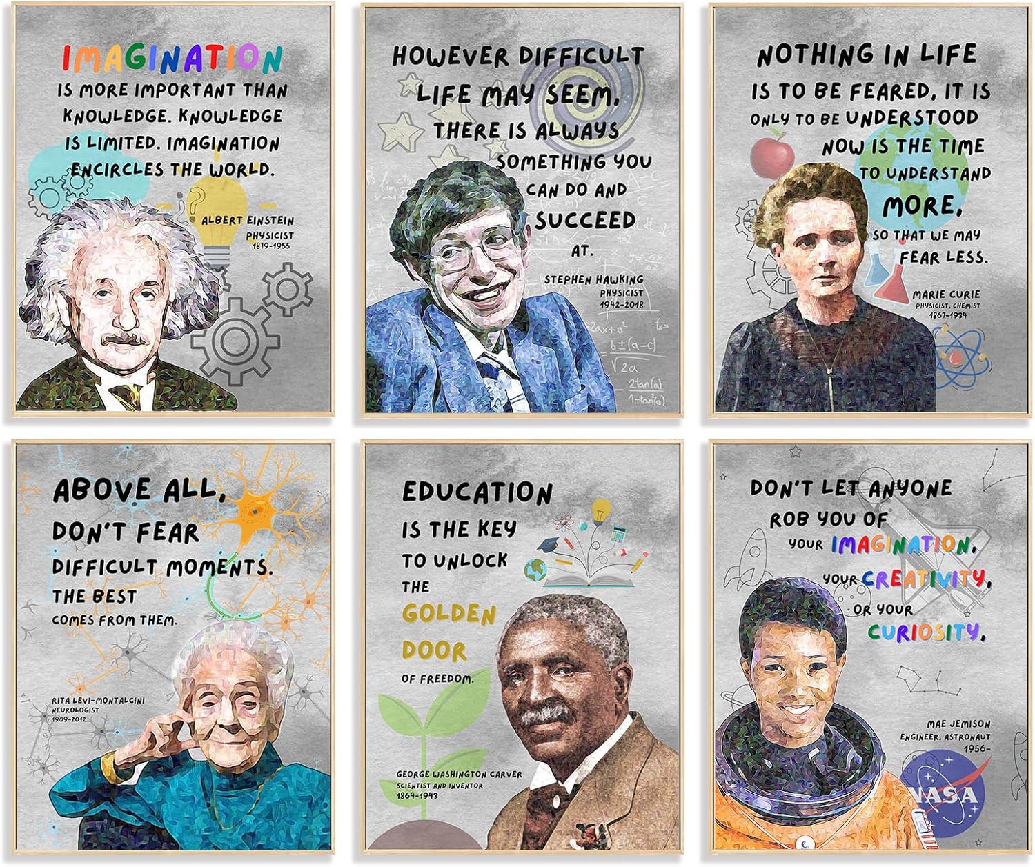 Amazon.com: Famous Scientists Motivational Wall Art for Classroom Must ...