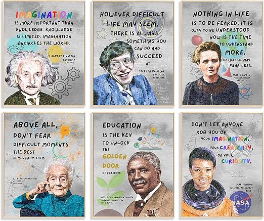 Amazon.com: Famous Scientists Motivational Wall Art for Classroom Must ...