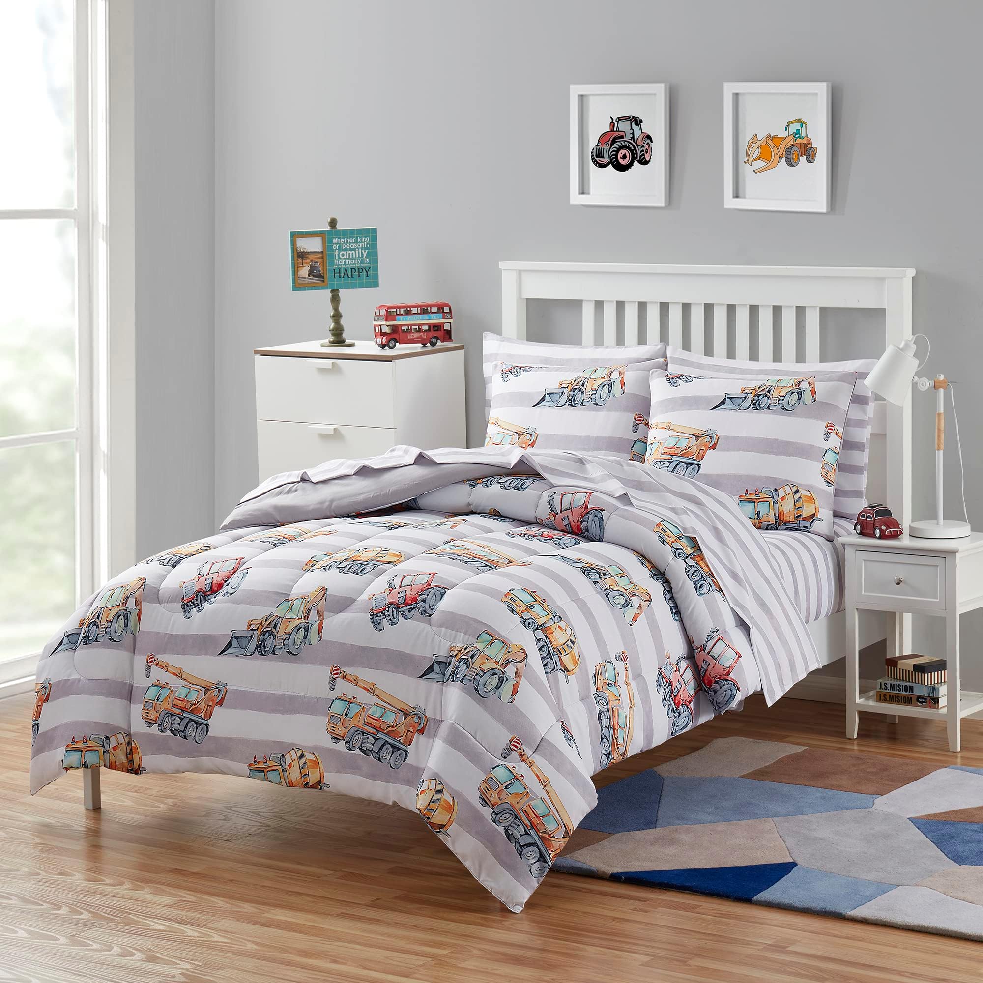 Amazon.com: Viviland Full Comforter Set for Boys - Kids Brushed ...