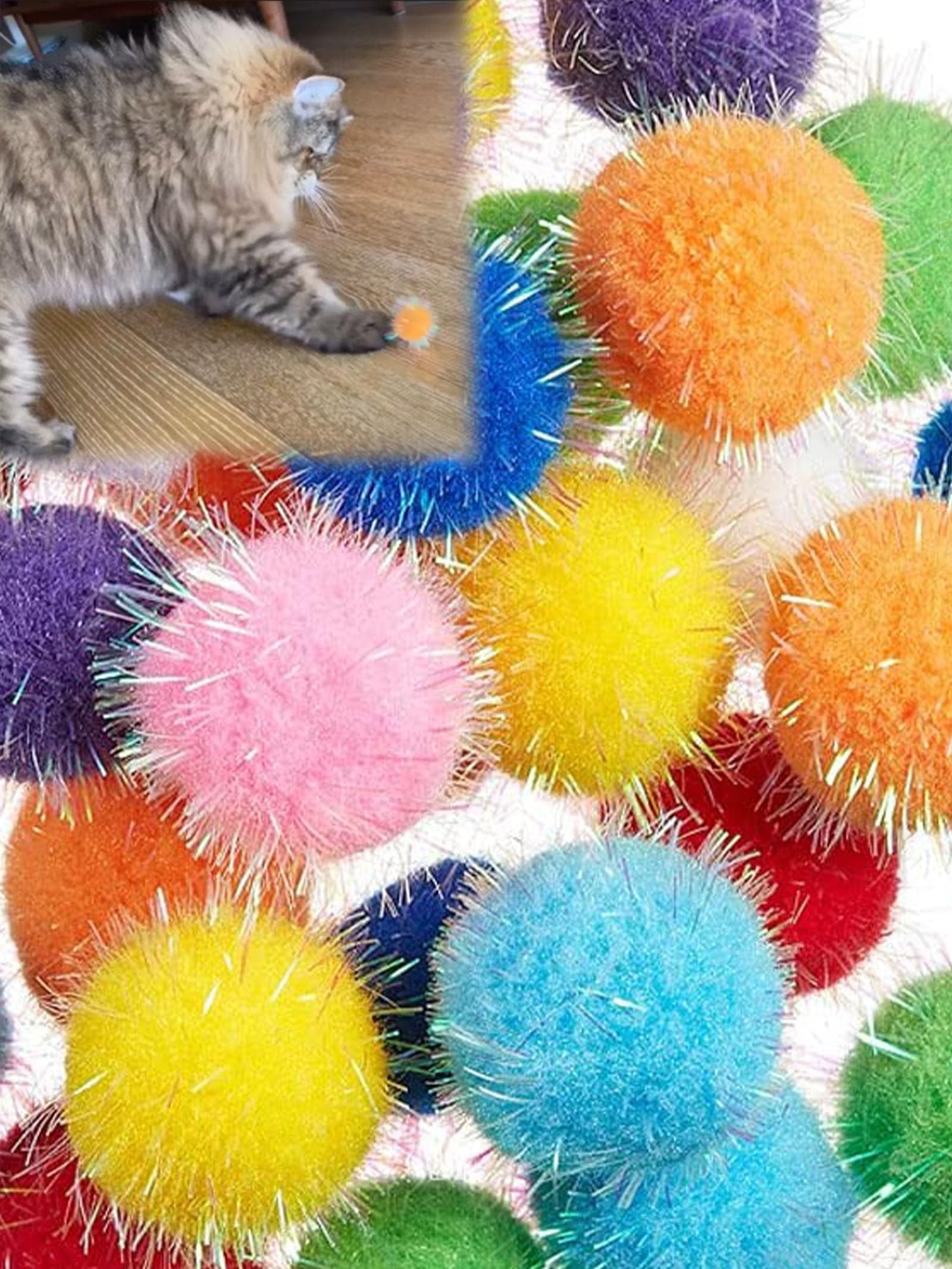 Amazon.com : Sparkle Ball Tuff Kitty Puffs & Gray Mouse Cat Toy Pak ...