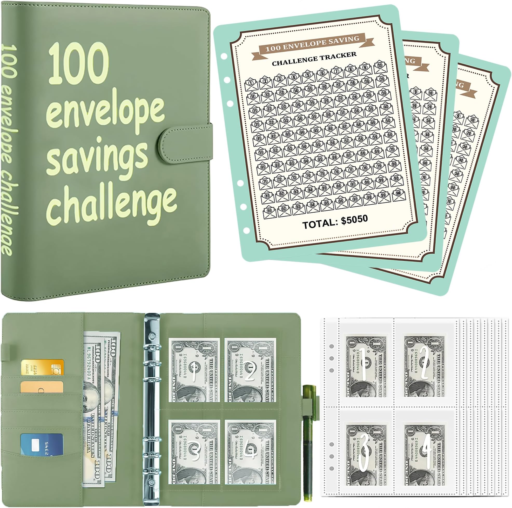 Amazon.com : Winsing 100 Envelopes Money Saving Challenge - Budget ...