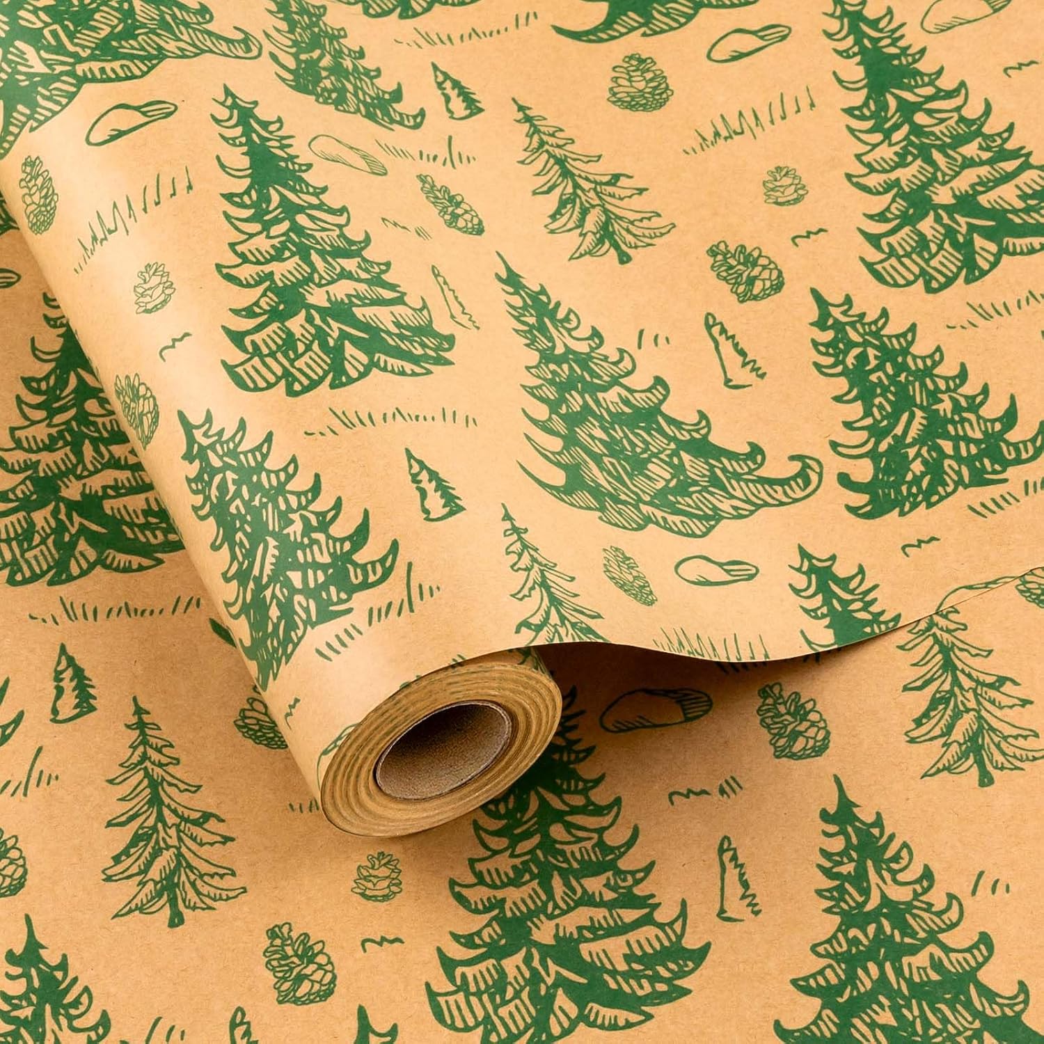 Amazon.com: Homeral Christmas Tree Wrapping Paper Roll-46.8sq.ft Brown ...