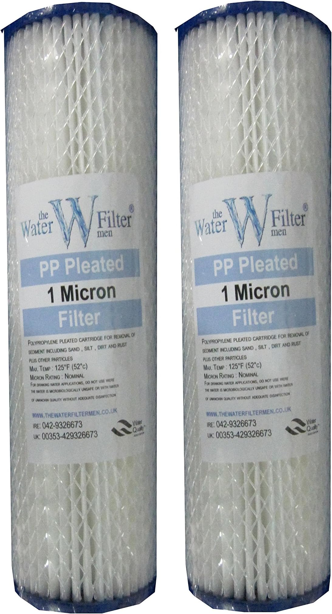 10" Pleated Washable Reusable Sediment Water Filter Cartridge 1 Micron ...