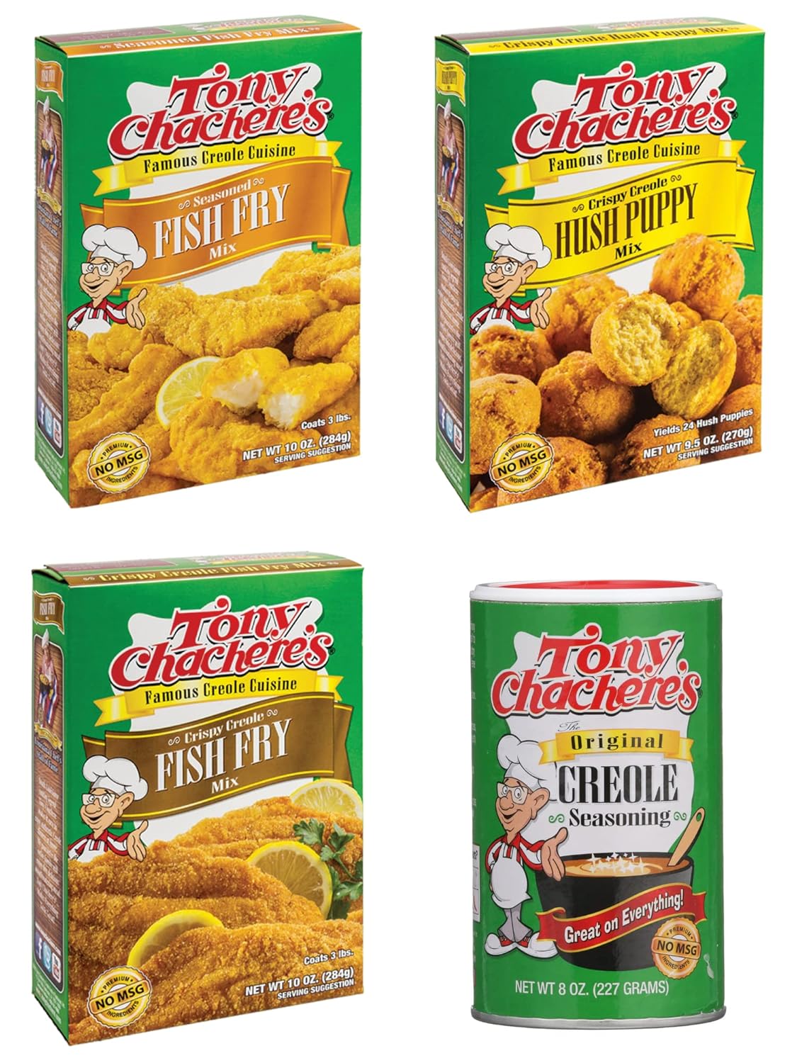 Amazon.com : Tony Chachere's 4 Pack Bundle - Fish Fry, Crispy Fish Fry ...