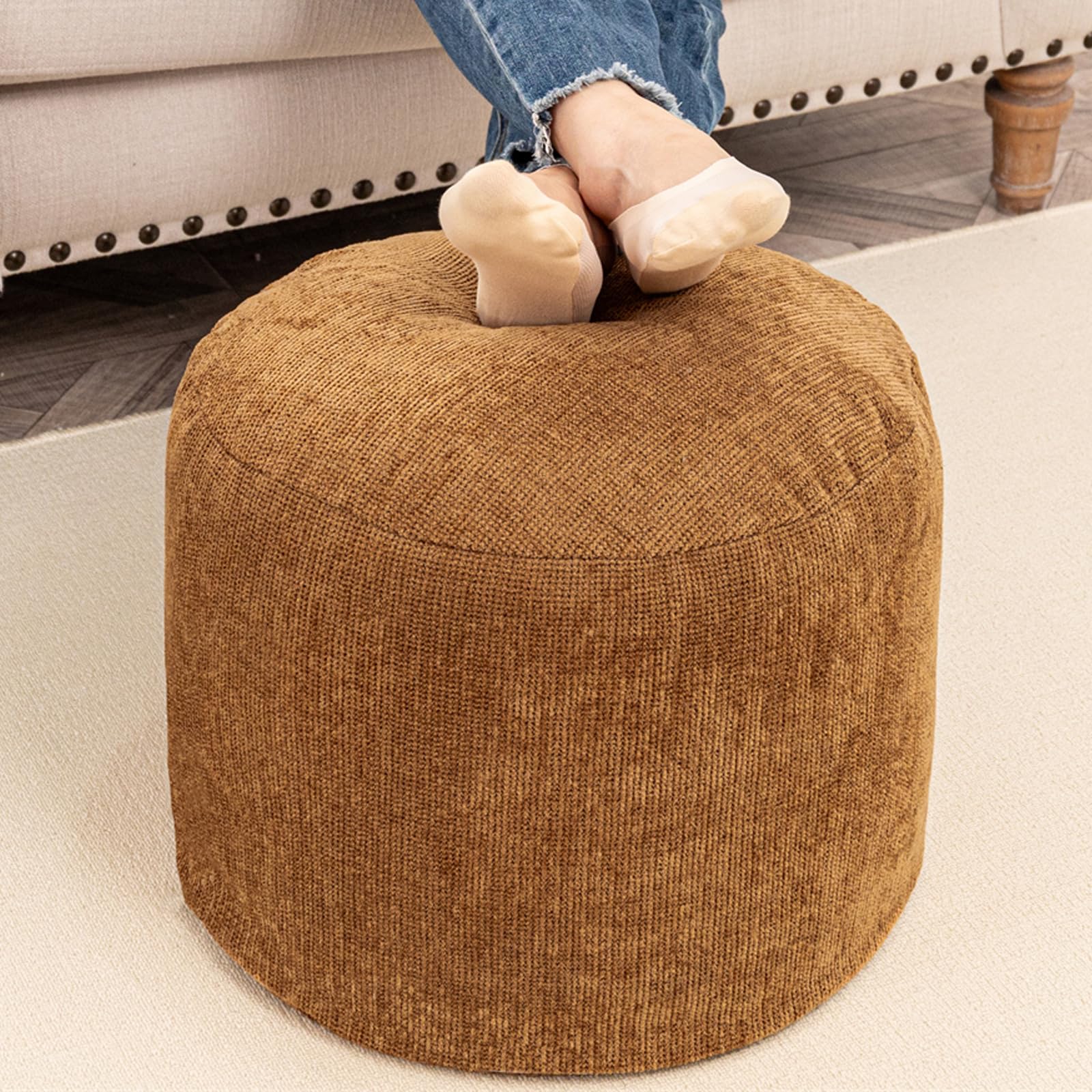 Amazon.com: Sturdy Boucle Pouf Ottoman Foot Rest Nice Living Room Decor ...