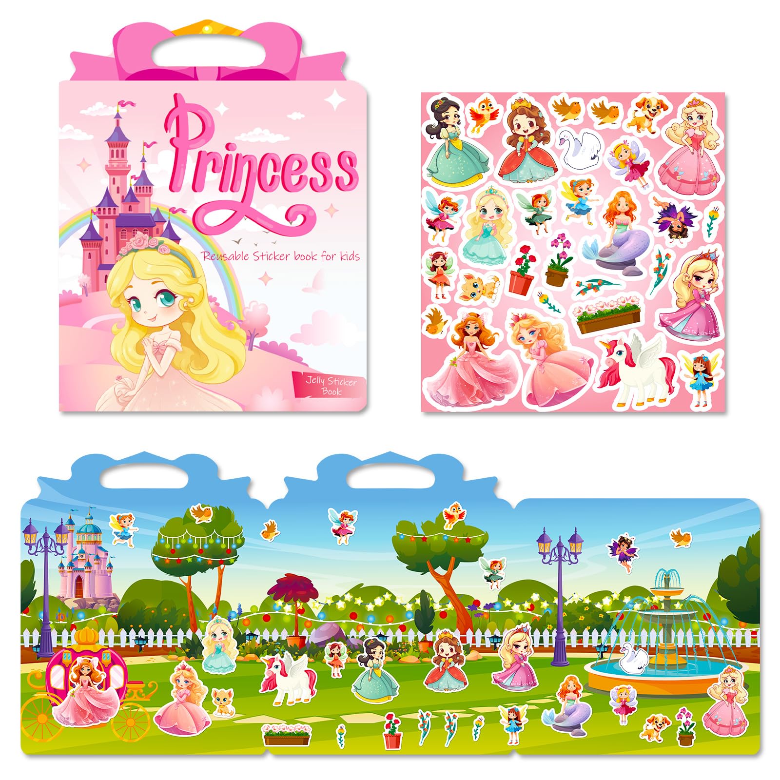Amazon.com: Cartoon Princess Stickers Book for Kids 2-8 Years, Reusable ...